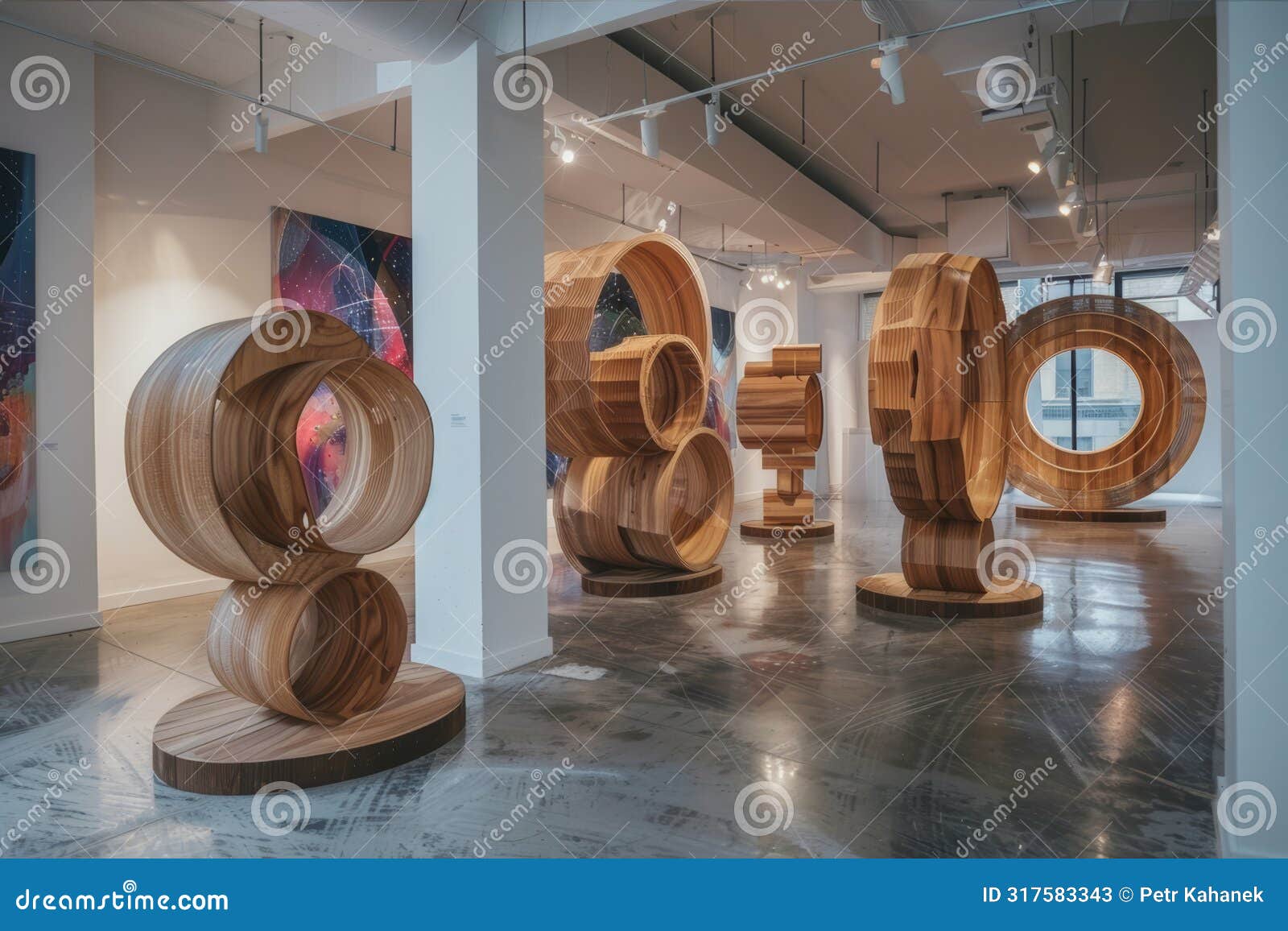 An Abstract Timber Art Installation in a Gallery, Featuring ...