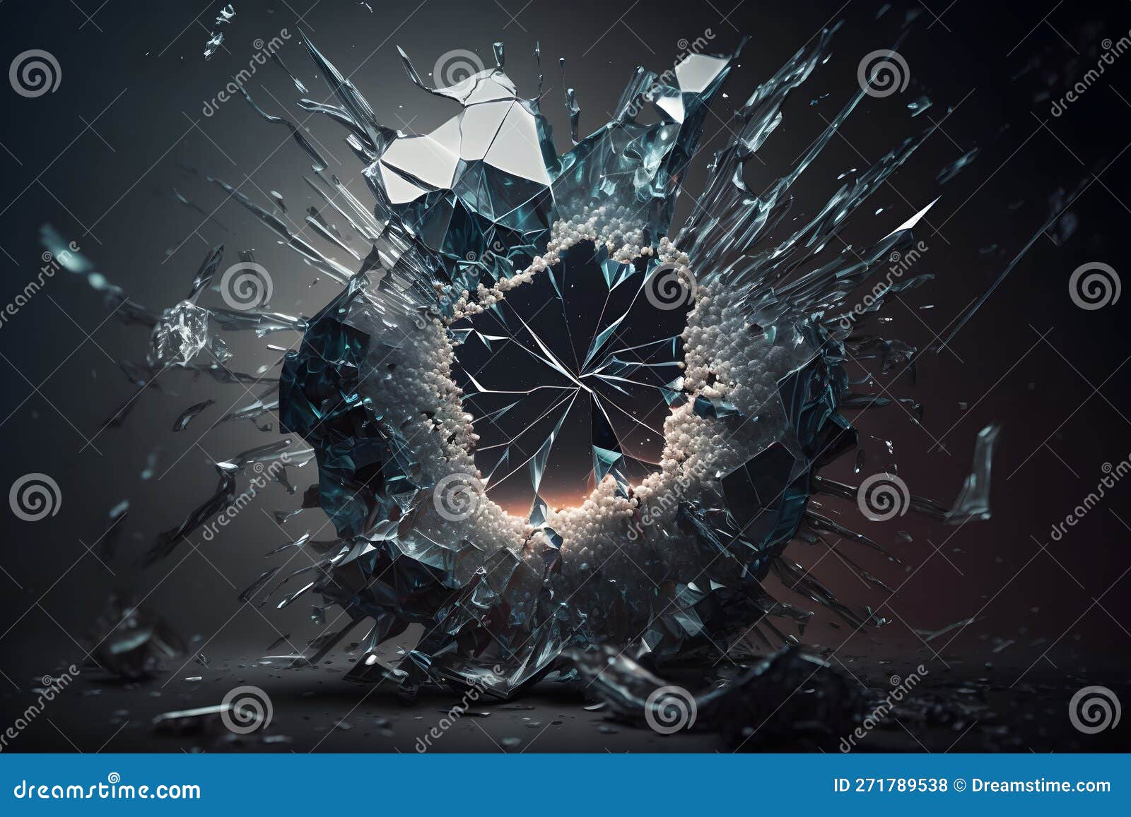 Abstract Time Freezing Image with Broken Glass Figure on Dark ...
