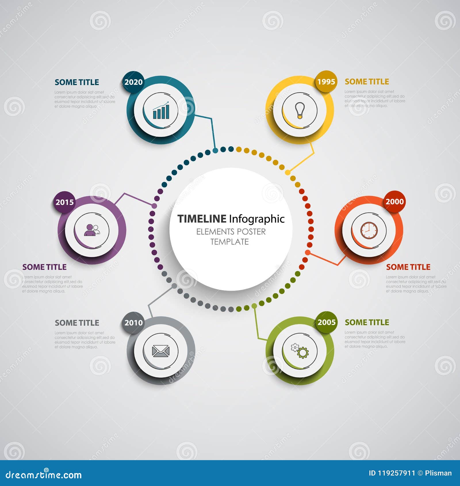Abstract Time Line Info Graphic with Circular Design Pointers Stock ...