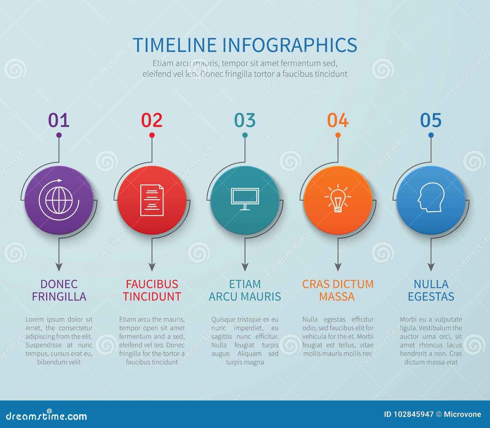 Abstract Timeline Vector Infographics with Business Process Steps Stock ...