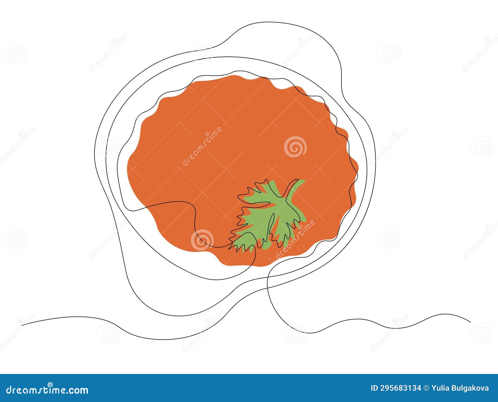 Abstract Tomato Soup in a Tureen, Continuous One Line Art Drawing Stock ...