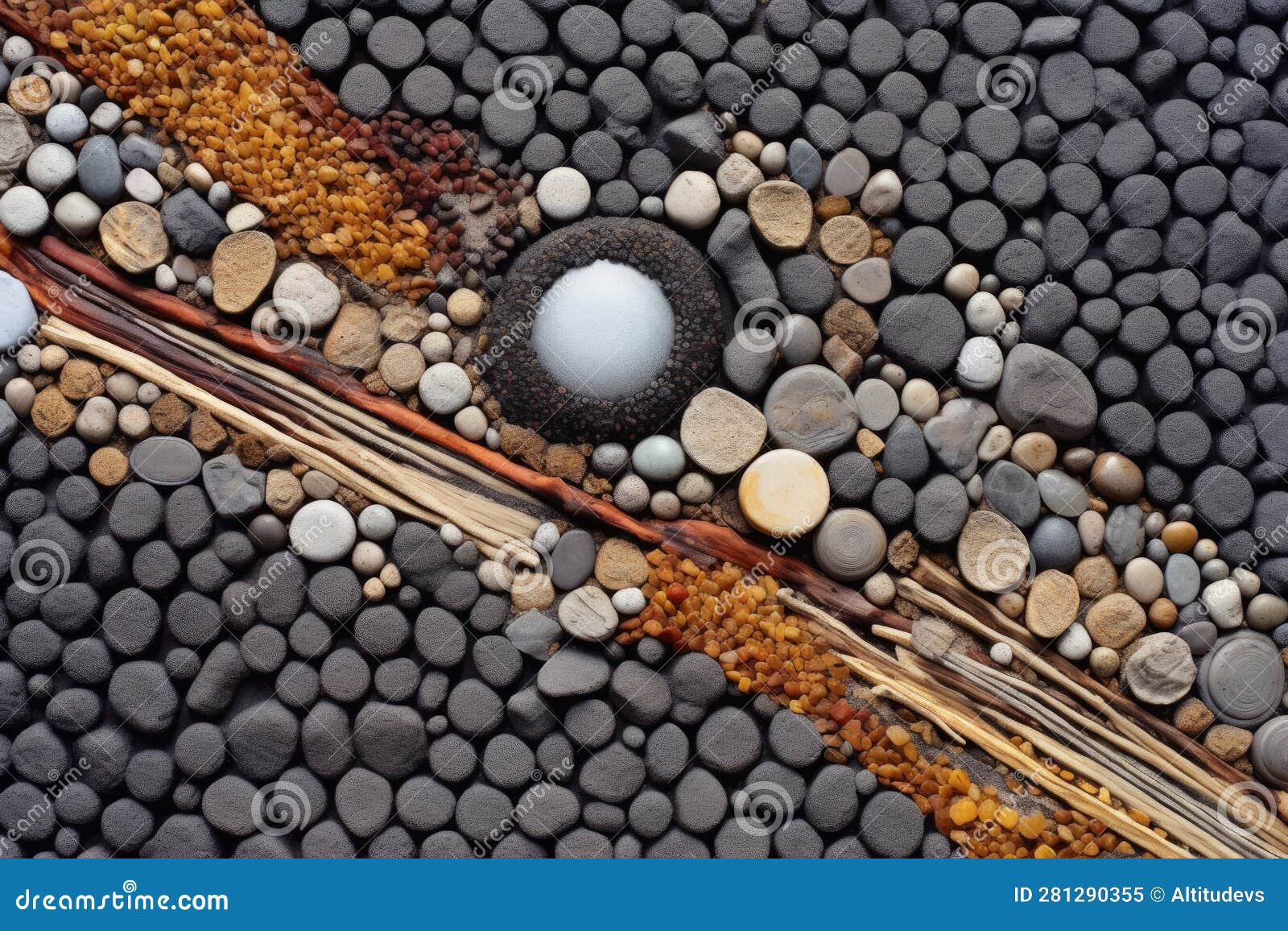 Abstract Top View of Gravel Patterns in a Zen Garden Stock Illustration ...