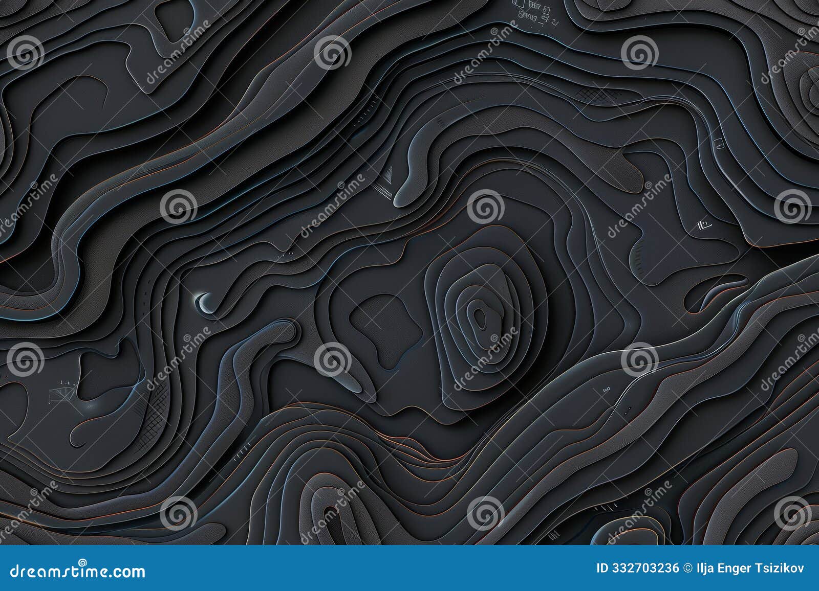 Abstract Topographic Background Black and Dark Gray Elevation Contour ...