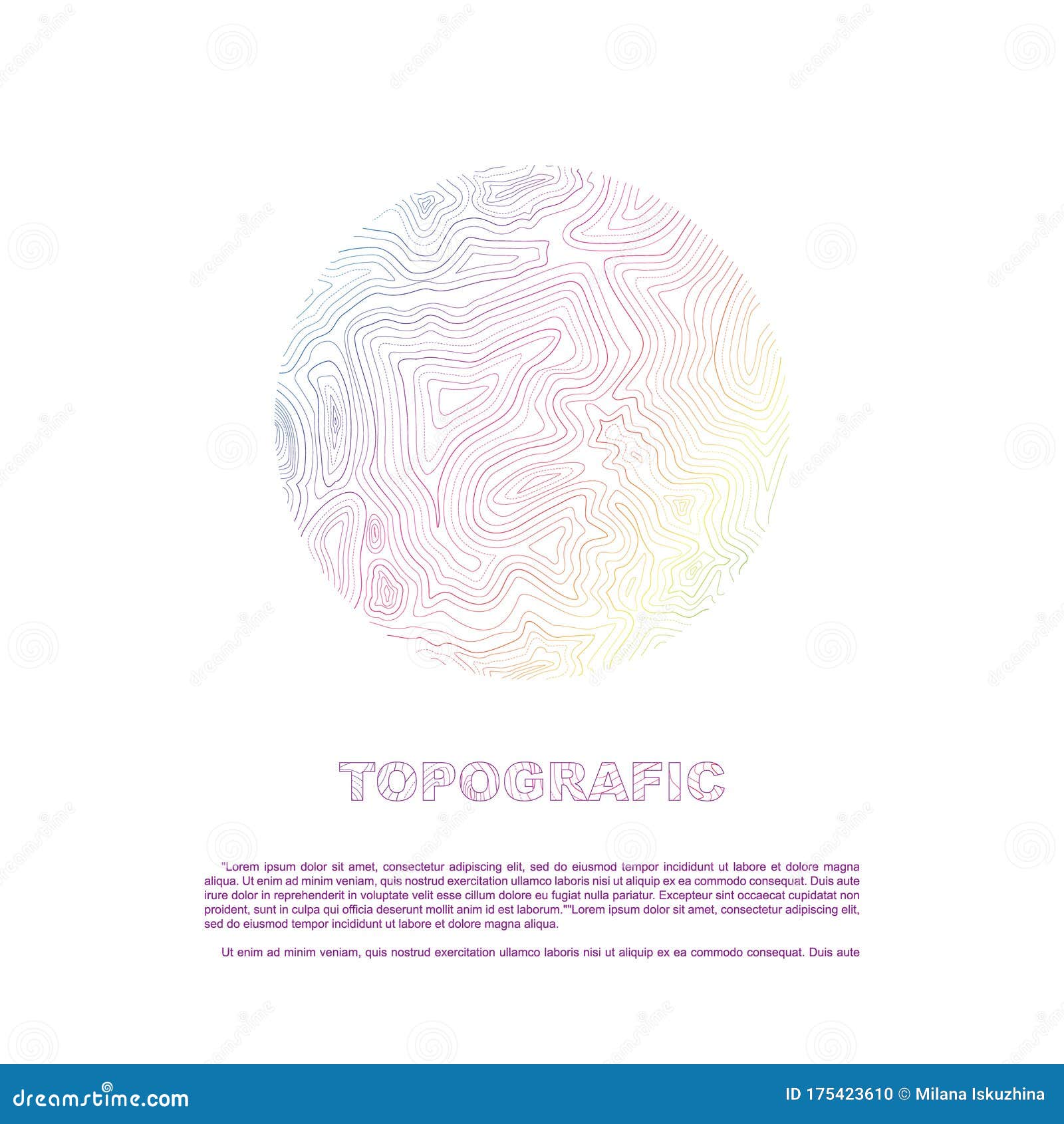 Abstract Topographic Map in a Circle Form with Rainbow Fill Stock ...