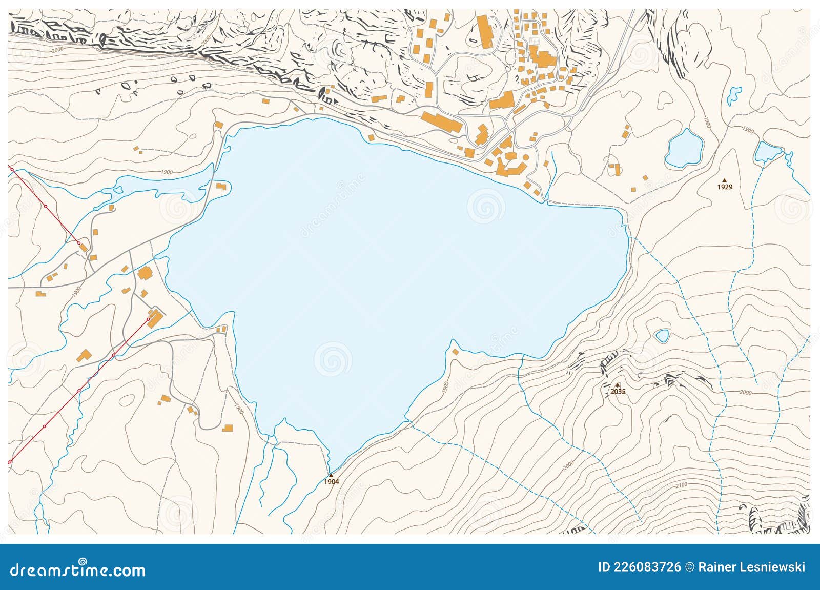 Abstract Topographic Map with Lake and Mountains Stock Vector ...