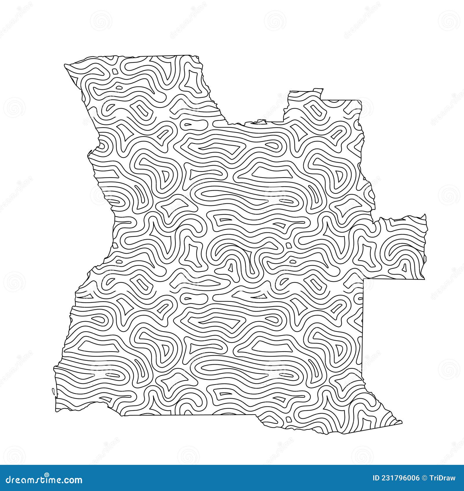 Abstract Topographic Style Angola Map Design Stock Vector ...