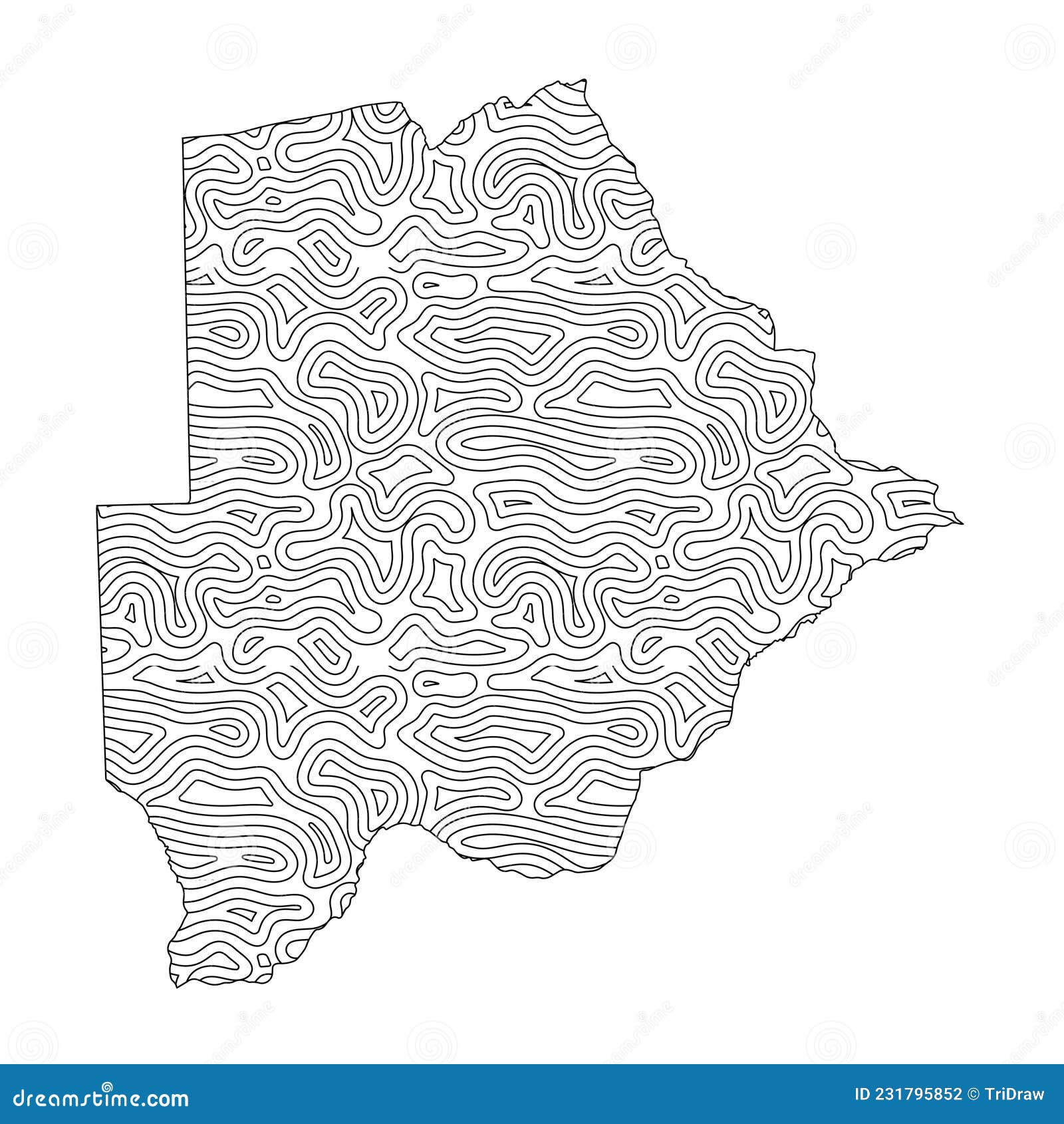 Abstract Topographic Style Botswana Map Design Stock Vector ...