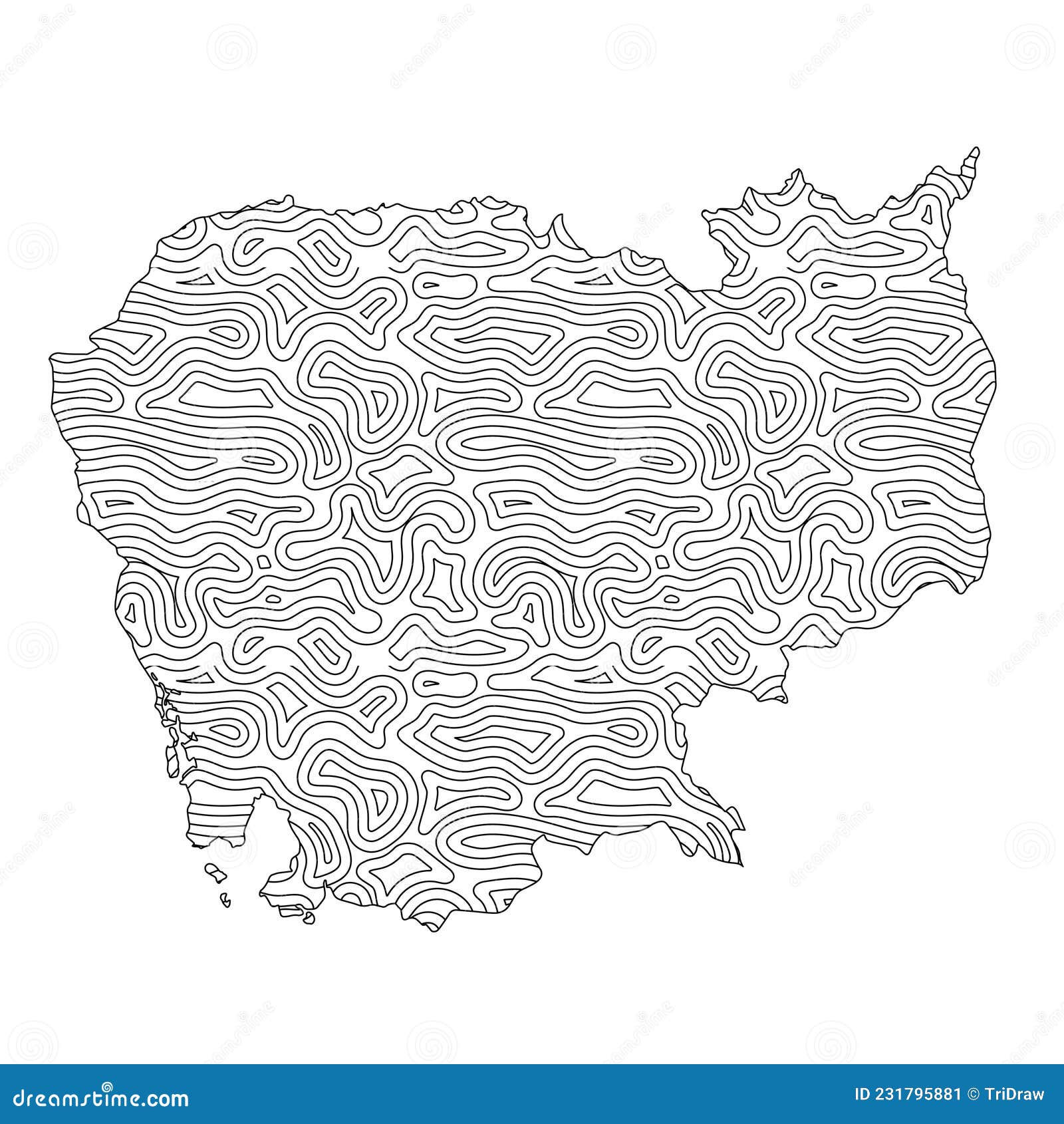 Abstract Topographic Style Cambodia Map Design Stock Vector ...