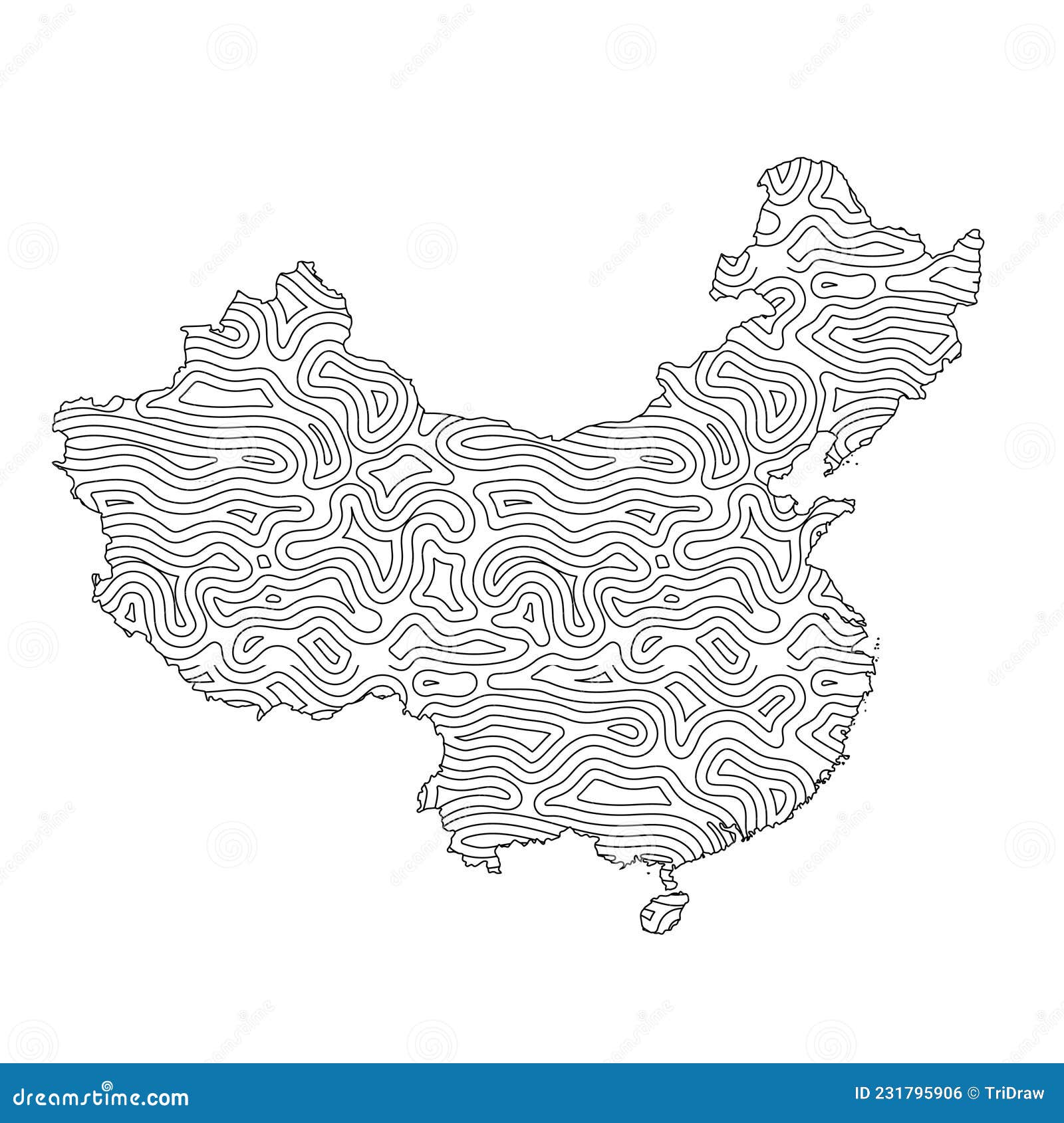 Abstract Topographic Style China Map Design Stock Vector - Illustration ...