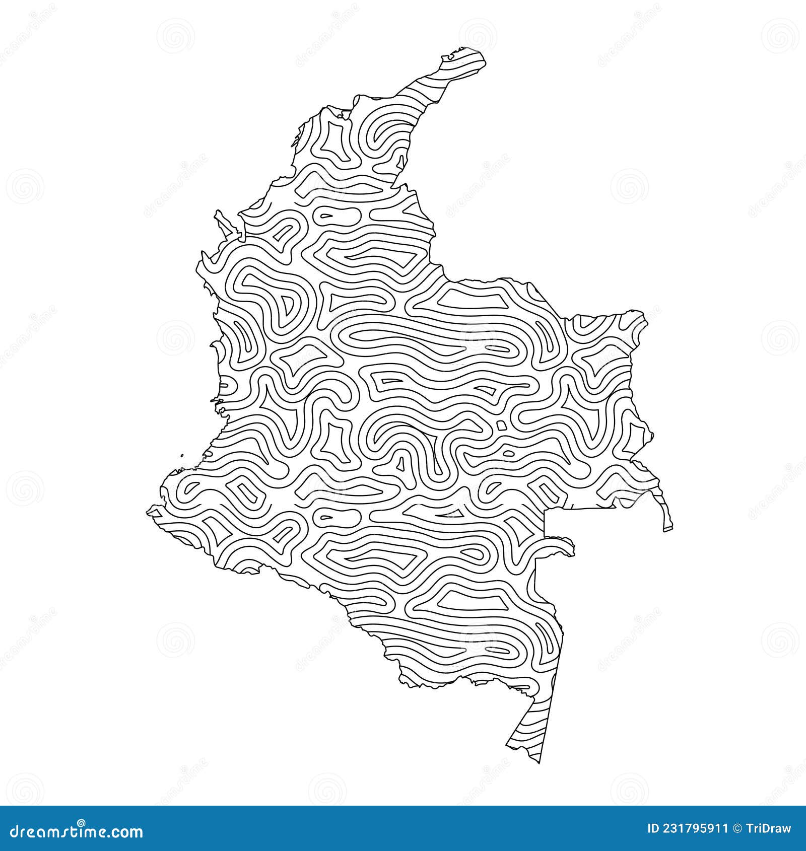 Abstract Topographic Style Colombia Map Design Stock Vector ...