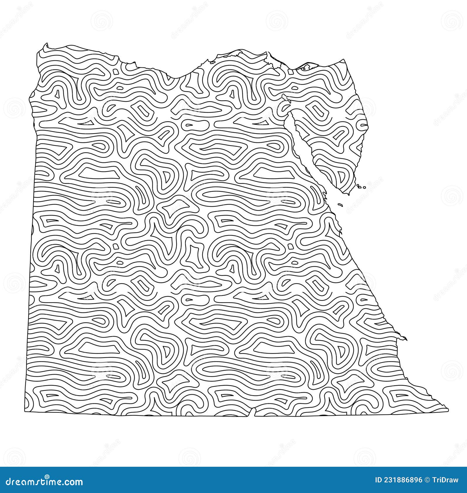 Abstract Topographic Style Egypt Map Design Stock Vector - Illustration ...