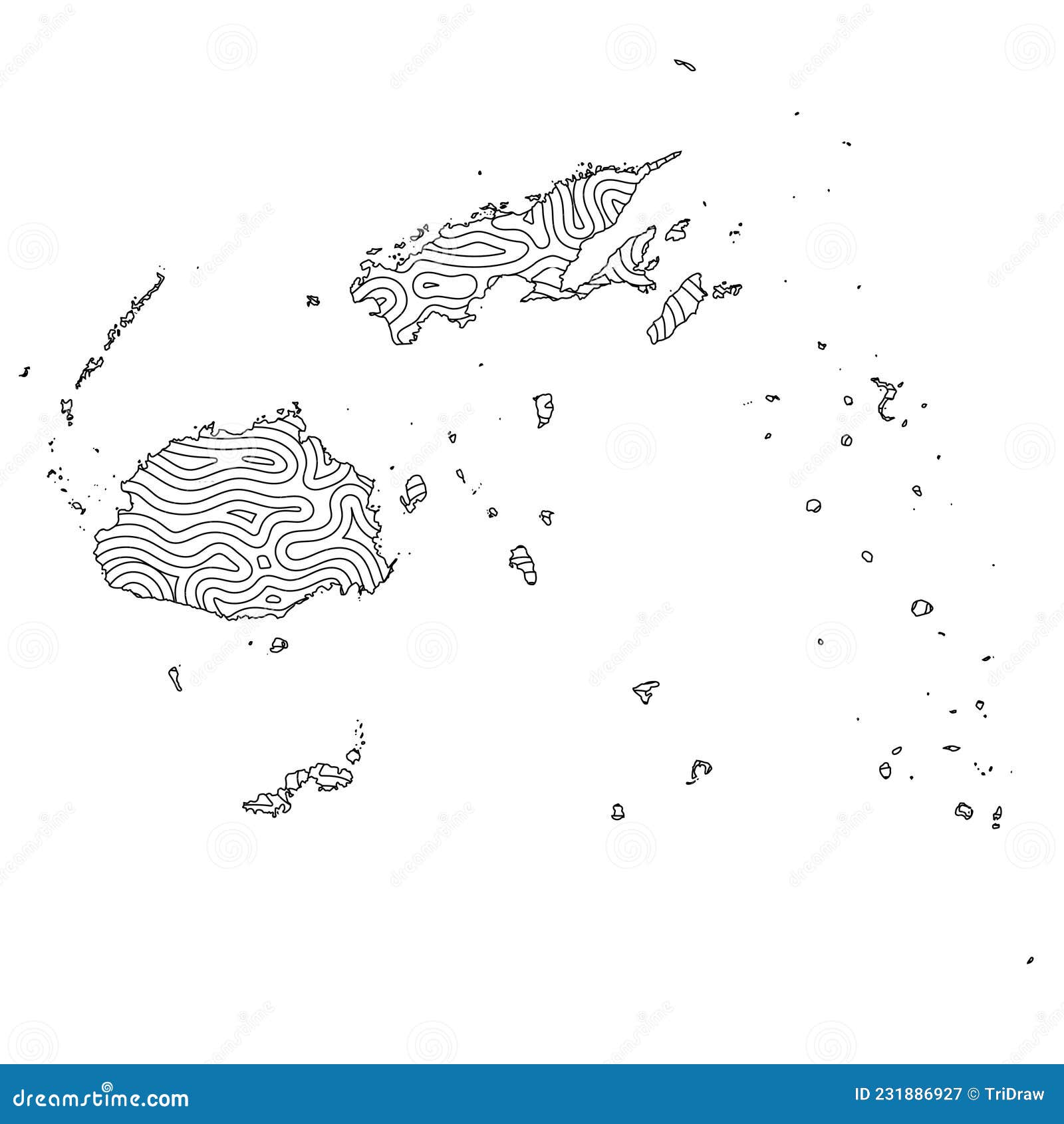 Abstract Topographic Style Fiji Map Design Stock Vector - Illustration ...