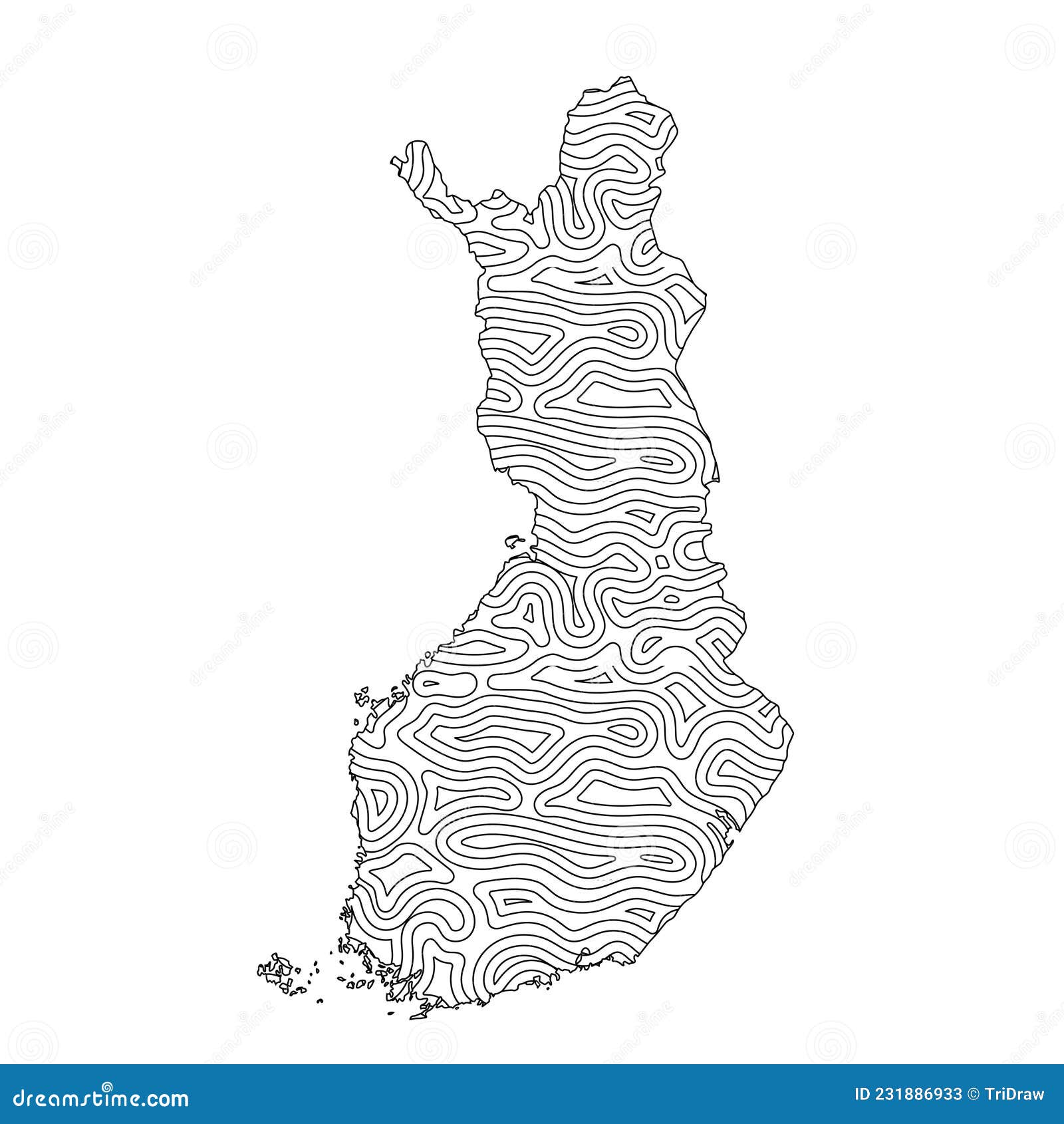Abstract Topographic Style Finland Map Design Stock Vector ...