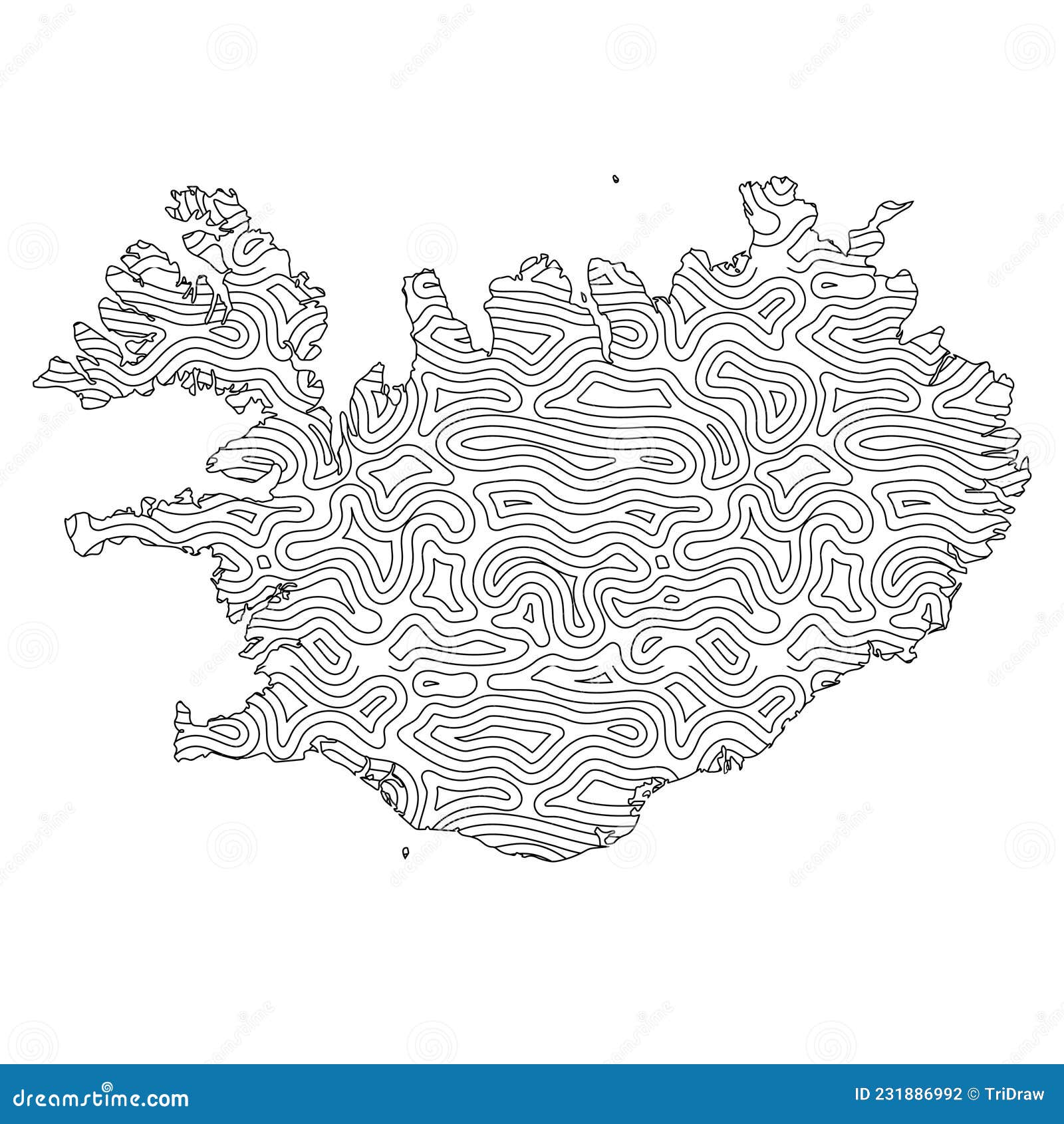 Abstract Topographic Style Iceland Map Design Stock Vector ...