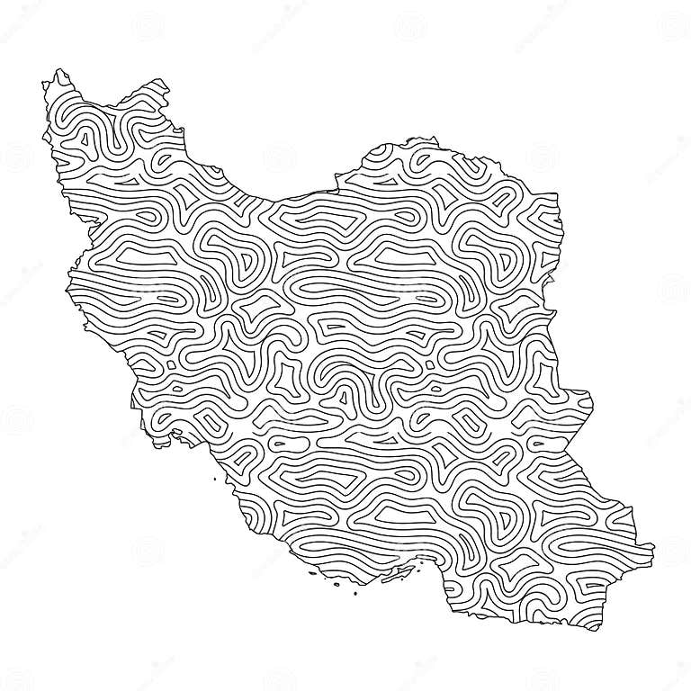 Abstract Topographic Style Iran Map Design Stock Vector - Illustration ...