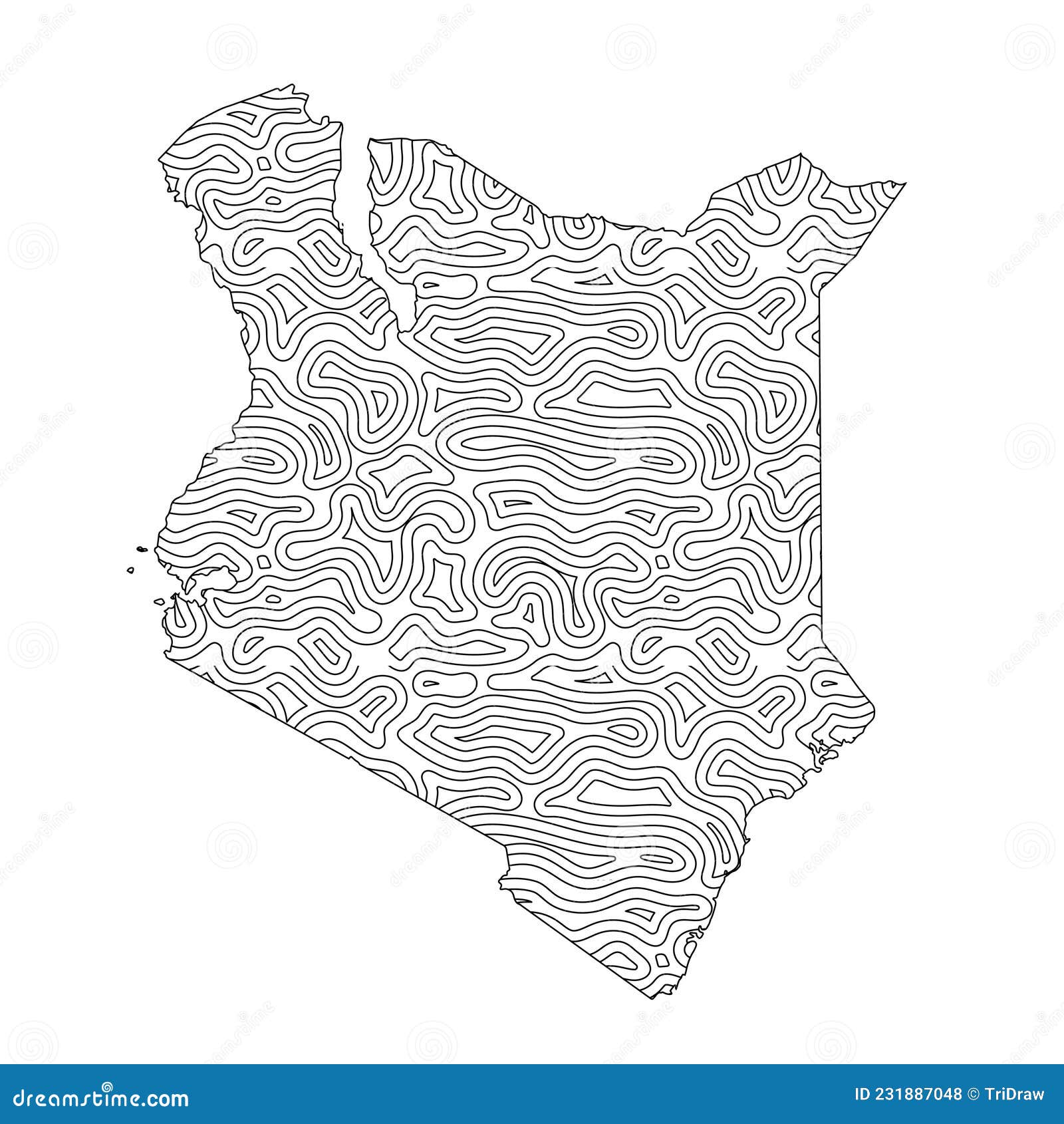 Abstract Topographic Style Kenya Map Design Stock Vector - Illustration ...
