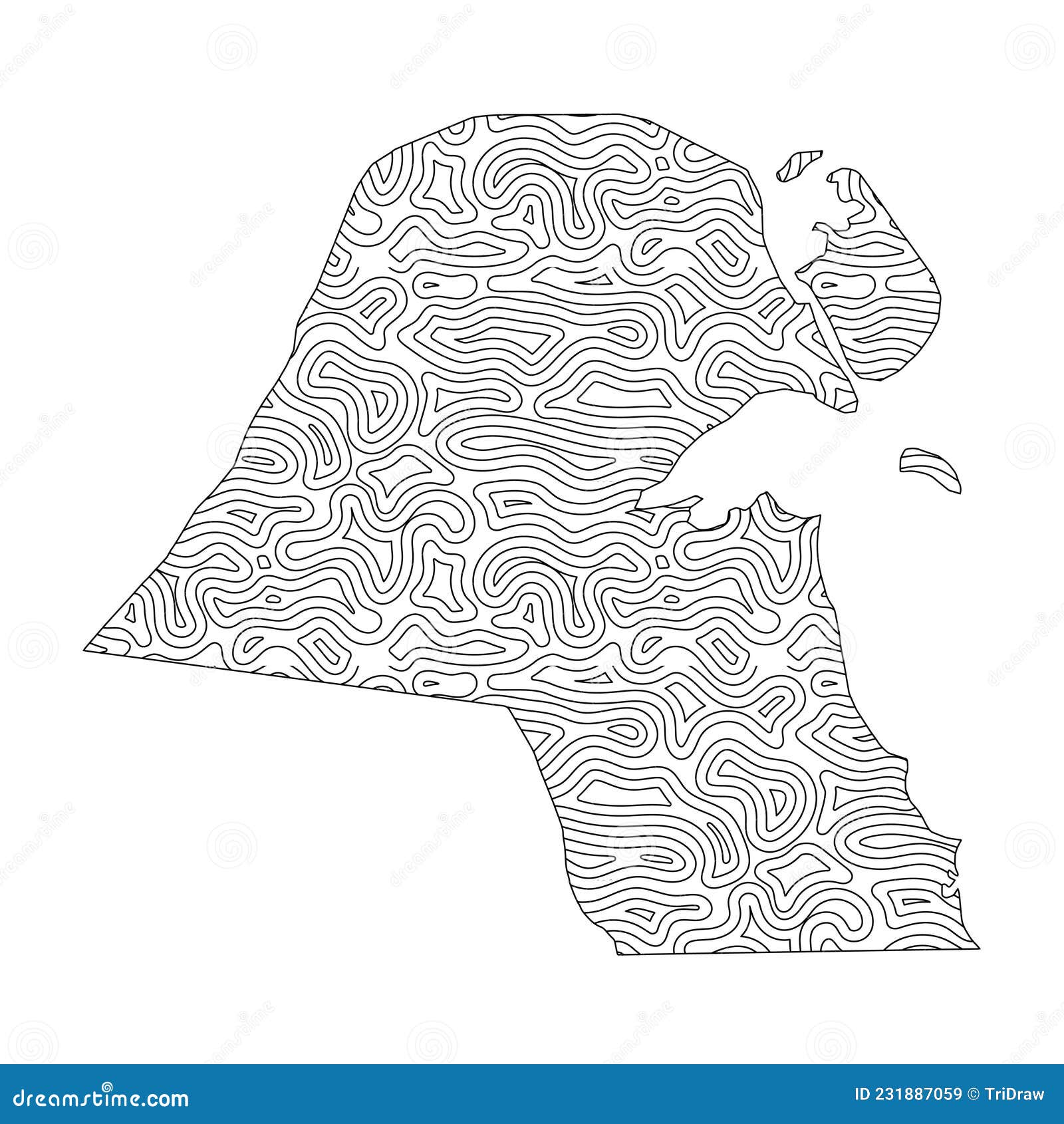 Abstract Topographic Style Kuwait Map Design Stock Vector ...