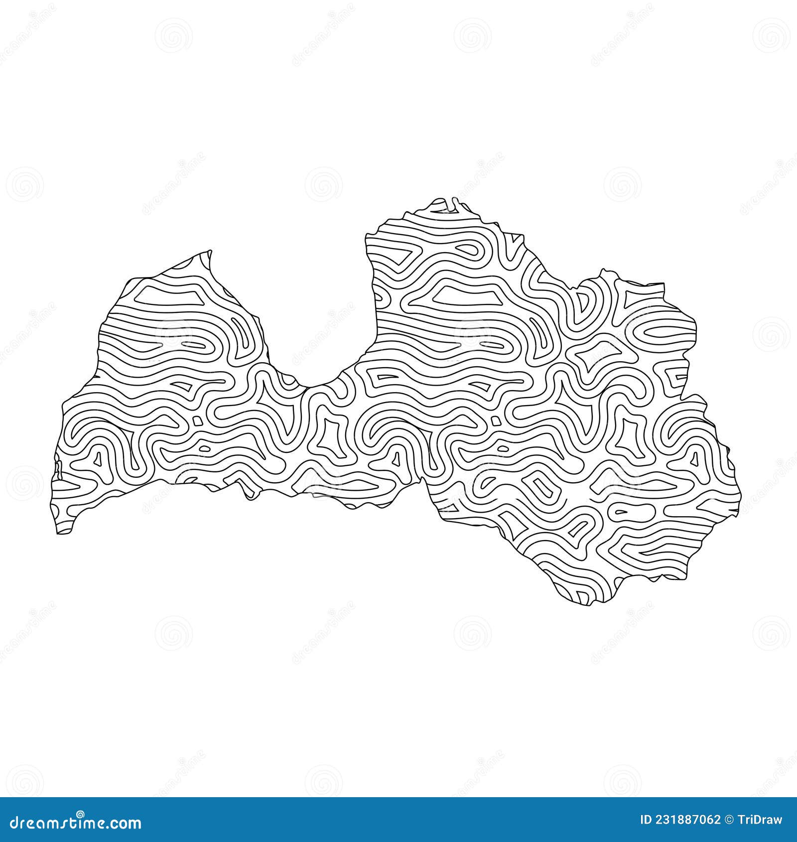 Abstract Topographic Style Latvia Map Design Stock Vector ...