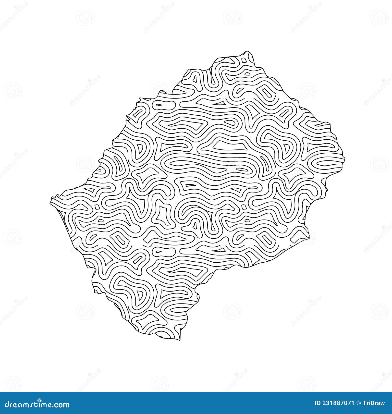 Abstract Topographic Style Lesotho Map Design Stock Vector ...