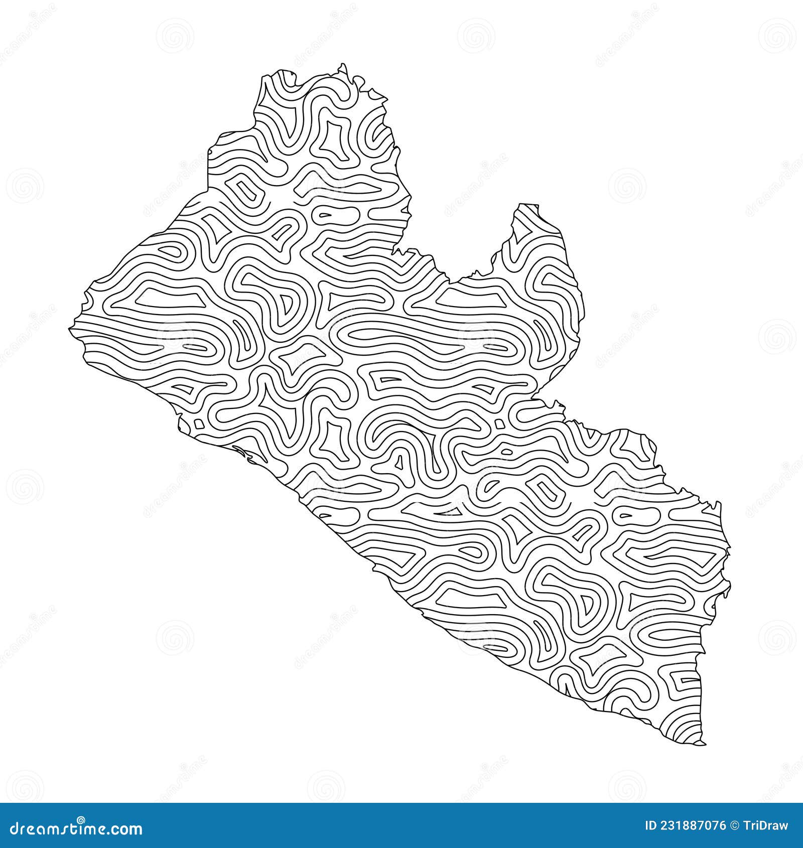 Abstract Topographic Style Liberia Map Design Stock Vector ...