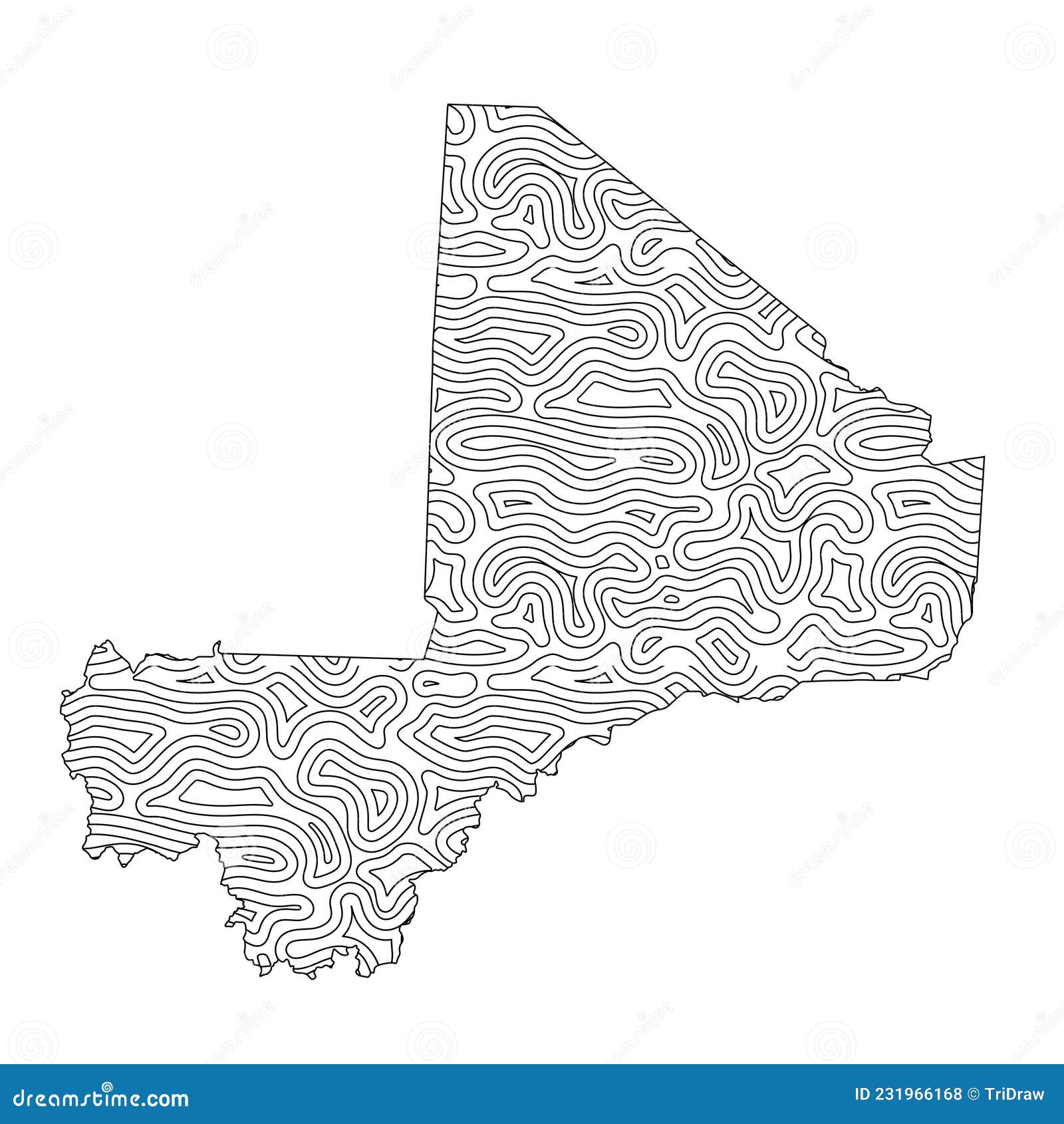 Abstract Topographic Style Mali Map Design Stock Vector - Illustration ...