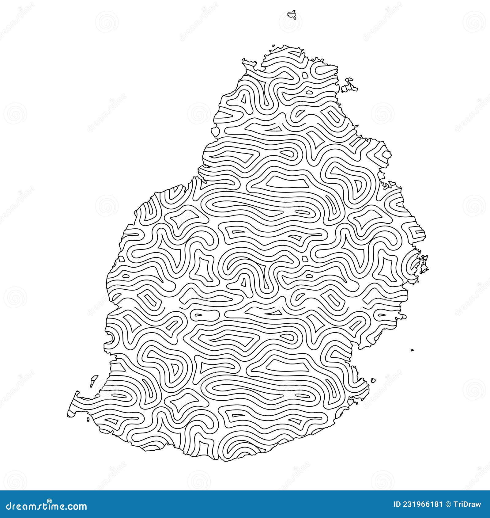 Abstract Topographic Style Mauritius Map Design Stock Vector ...