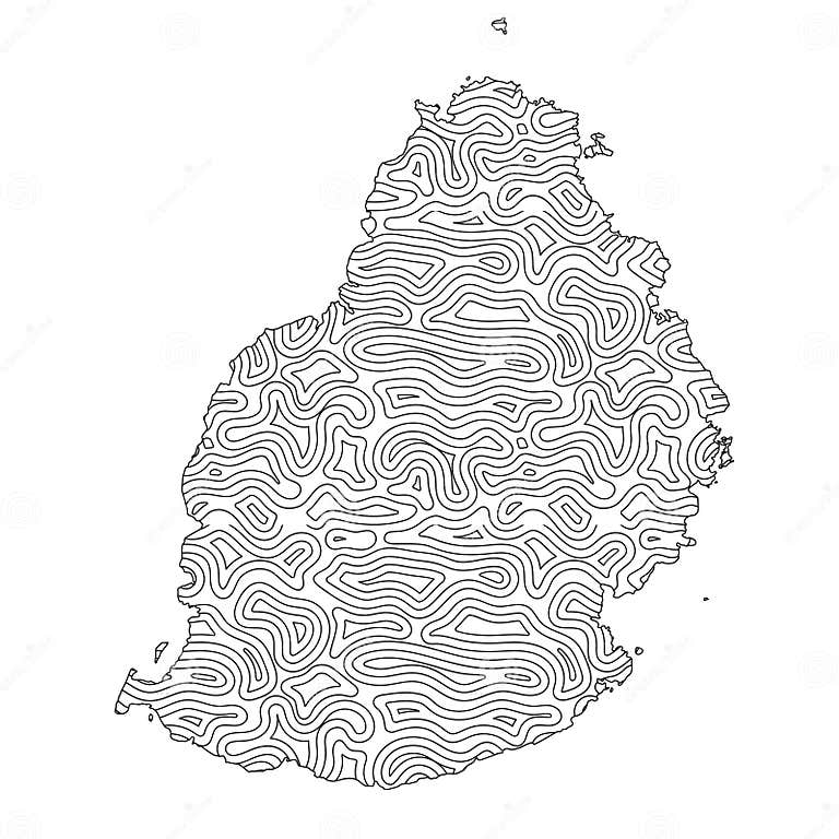 Abstract Topographic Style Mauritius Map Design Stock Vector ...
