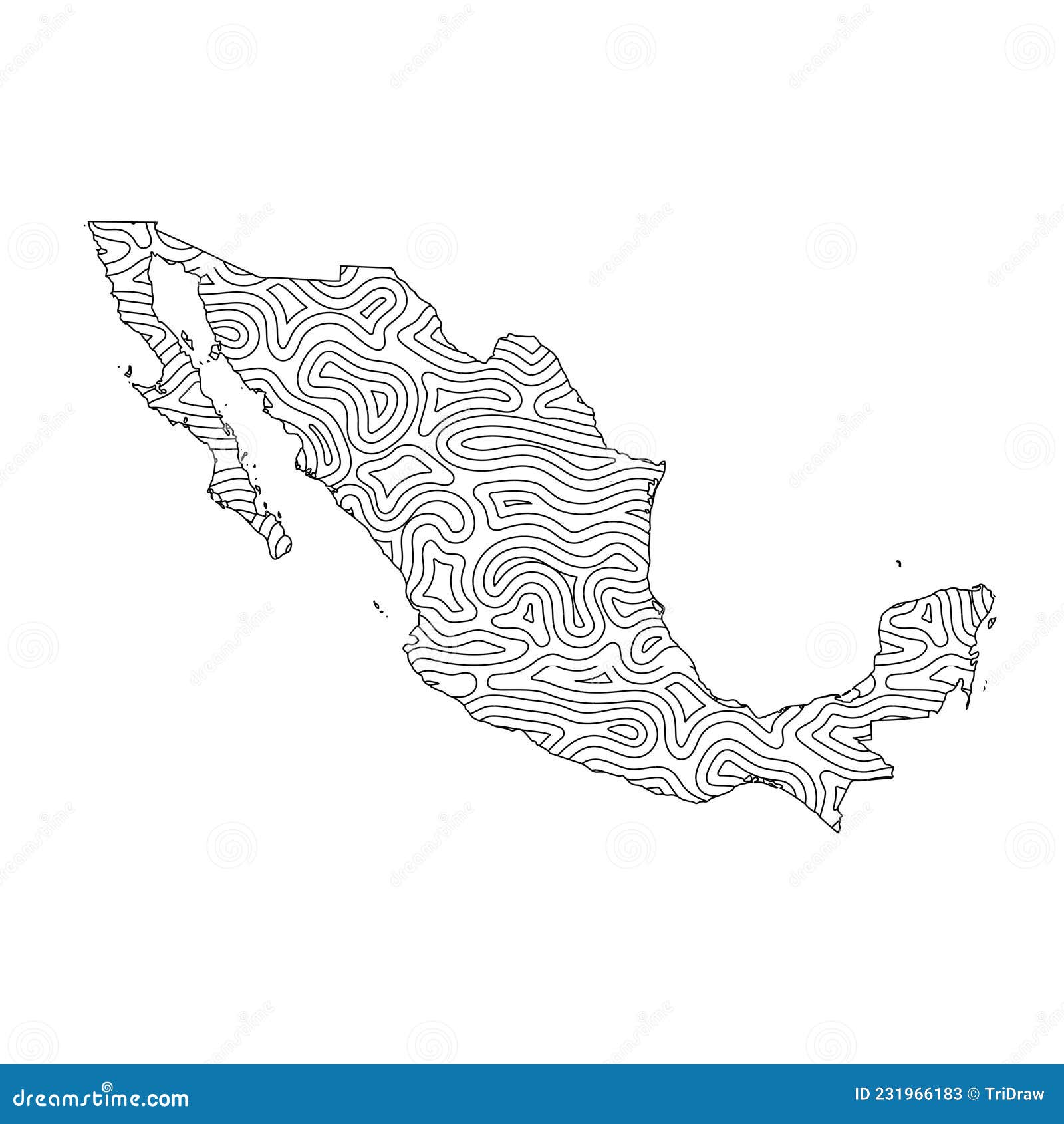 Abstract Topographic Style Mexico Map Design Stock Vector ...