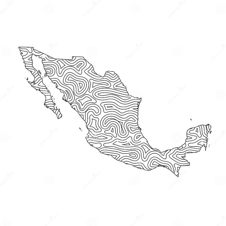 Abstract Topographic Style Mexico Map Design Stock Vector ...