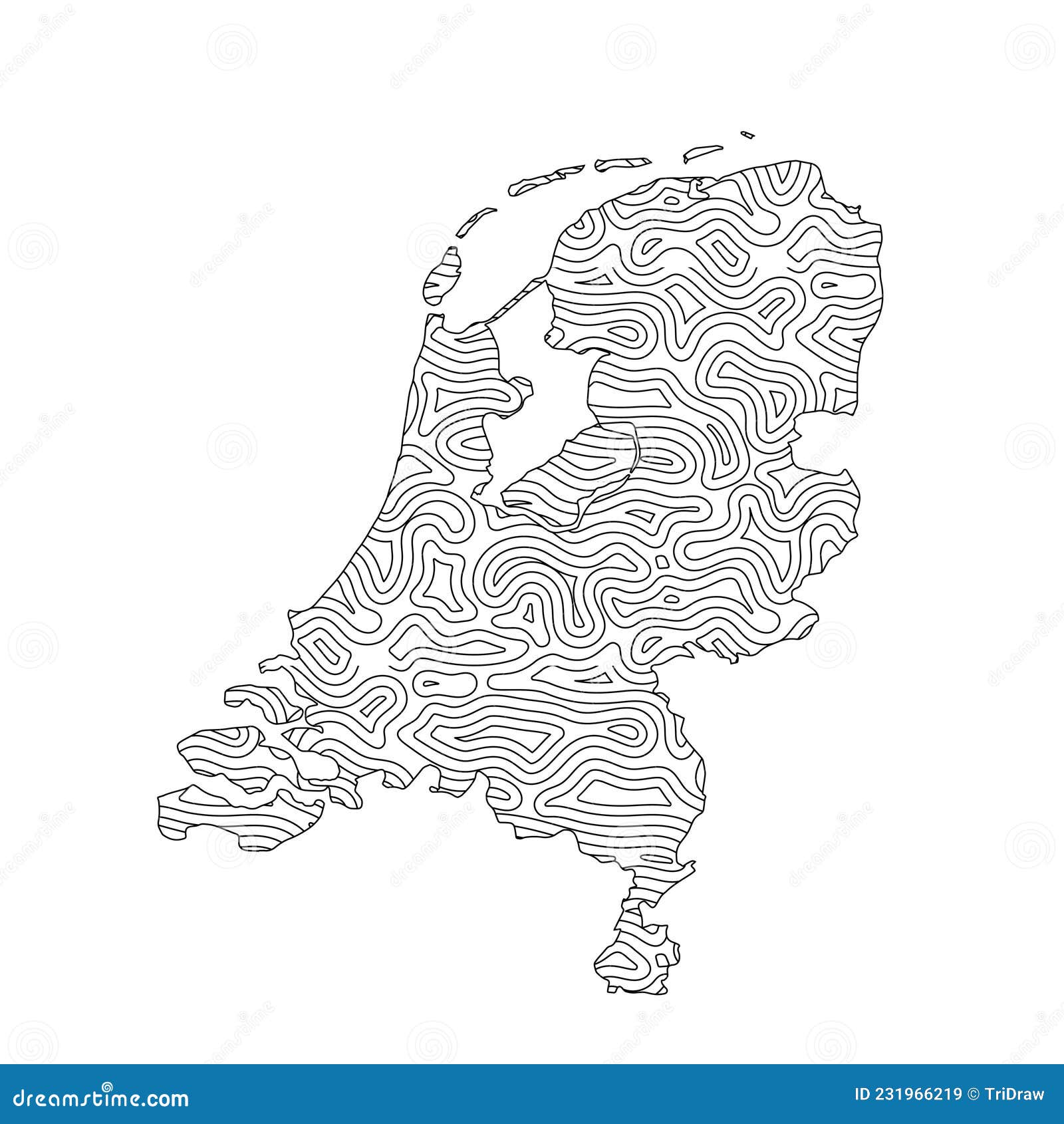 Abstract Topographic Style the Netherlands Map Design Stock Vector ...