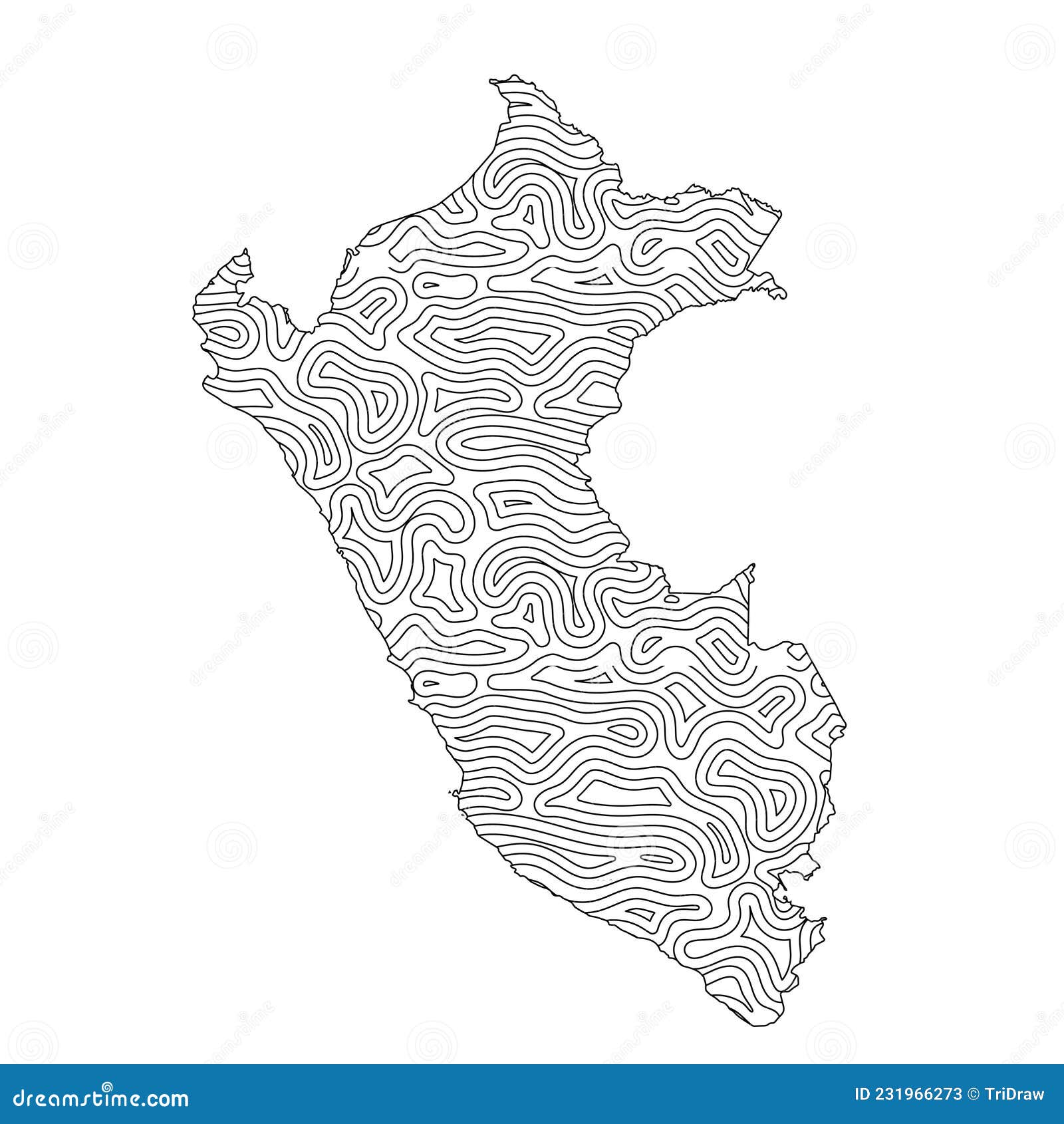 Abstract Topographic Style Peru Map Design Stock Vector - Illustration ...