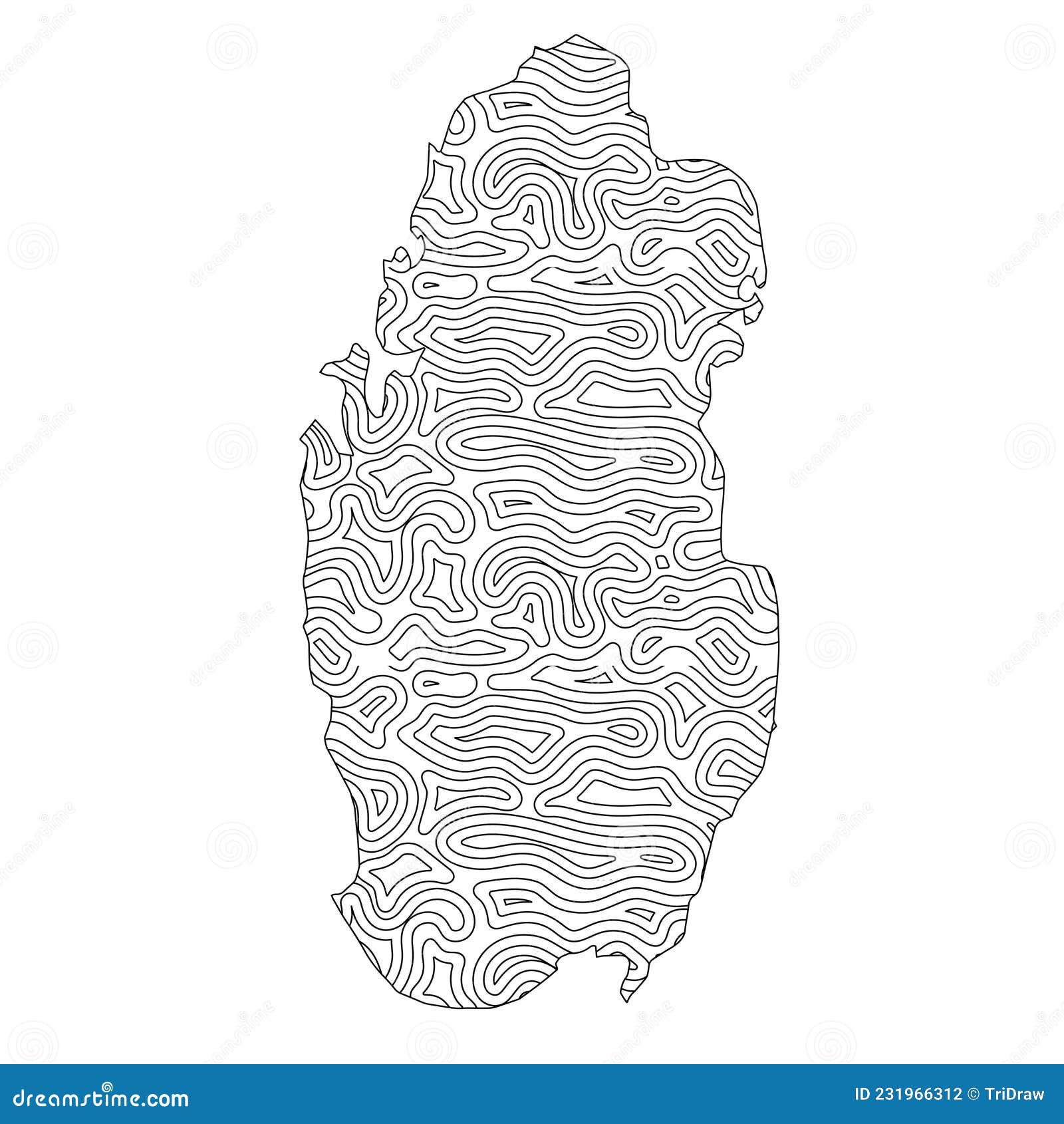 Abstract Topographic Style Qatar Map Design Stock Vector - Illustration ...