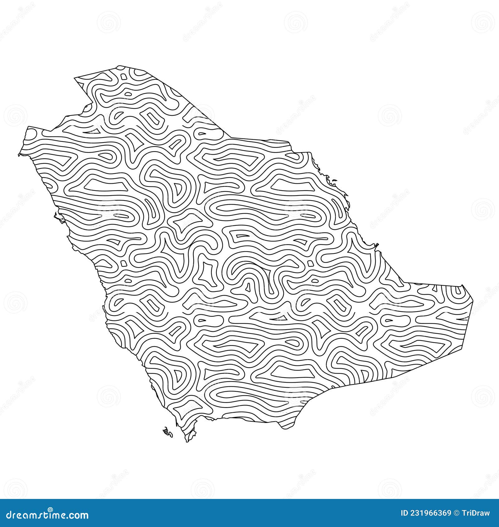 Abstract Topographic Style Saudi Arabia Map Design Stock Vector ...