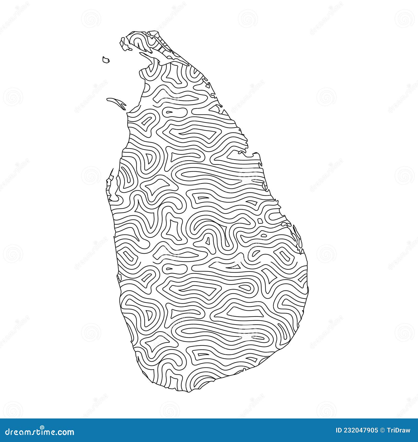 Abstract Topographic Style Sri Lanka Map Design Stock Vector ...