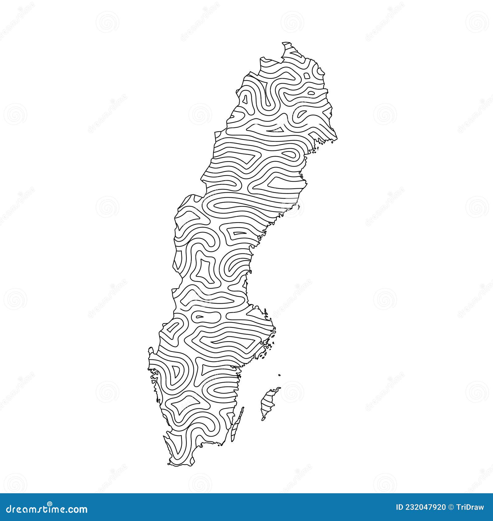 Abstract Topographic Style Sweden Map Design Stock Vector ...
