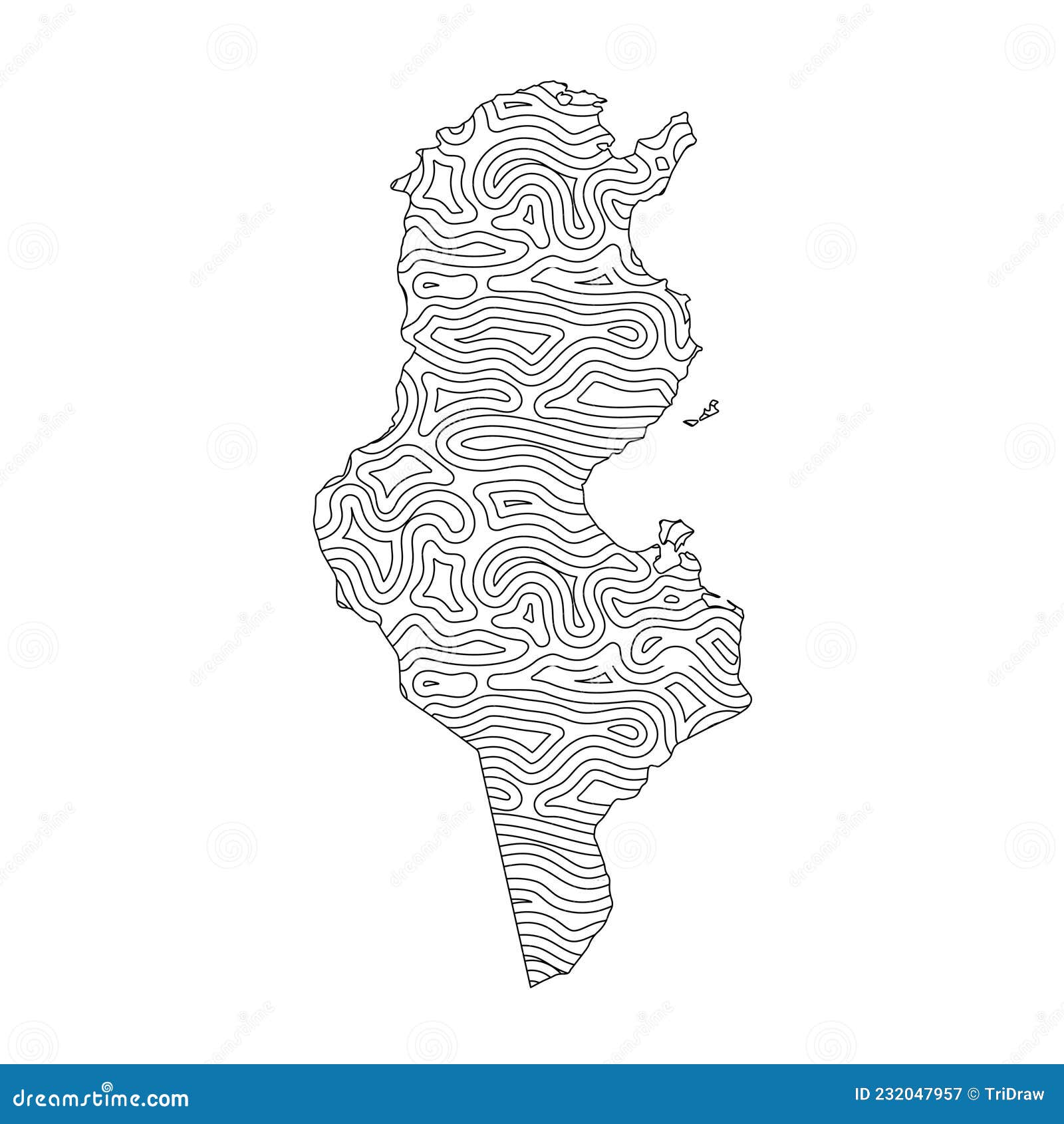 Abstract Topographic Style Tunisia Map Design Stock Vector ...