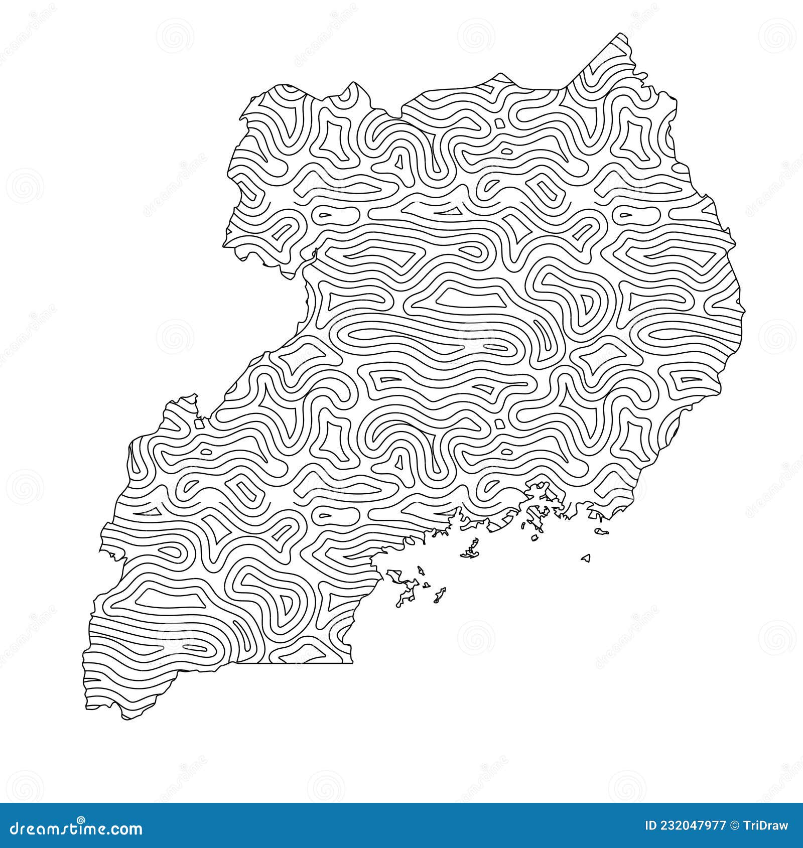 Abstract Topographic Style Uganda Map Design Stock Vector ...