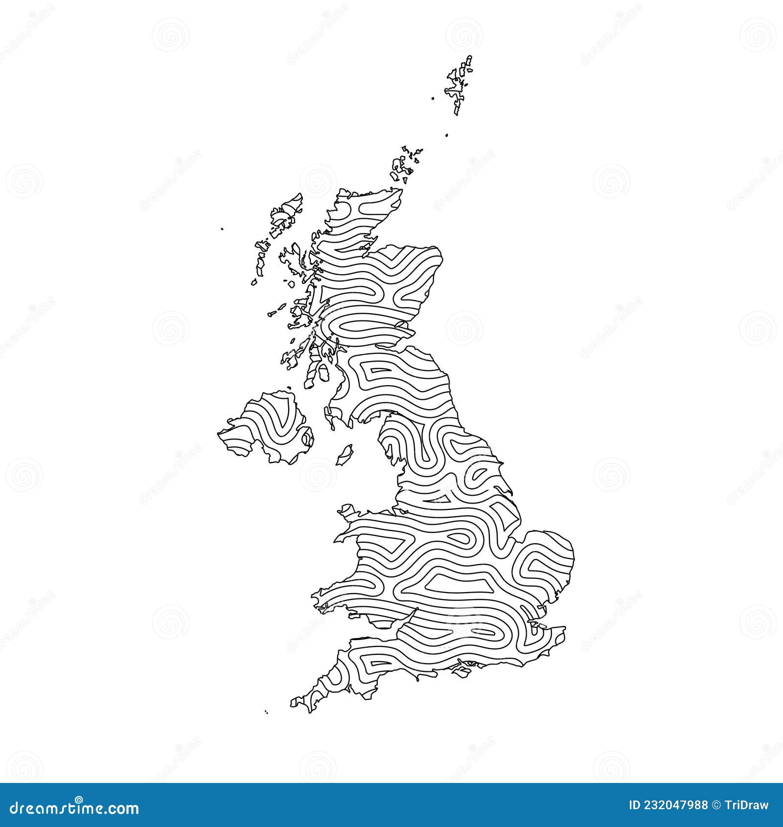 Abstract Topographic Style United Kingdom Map Design Stock Vector ...