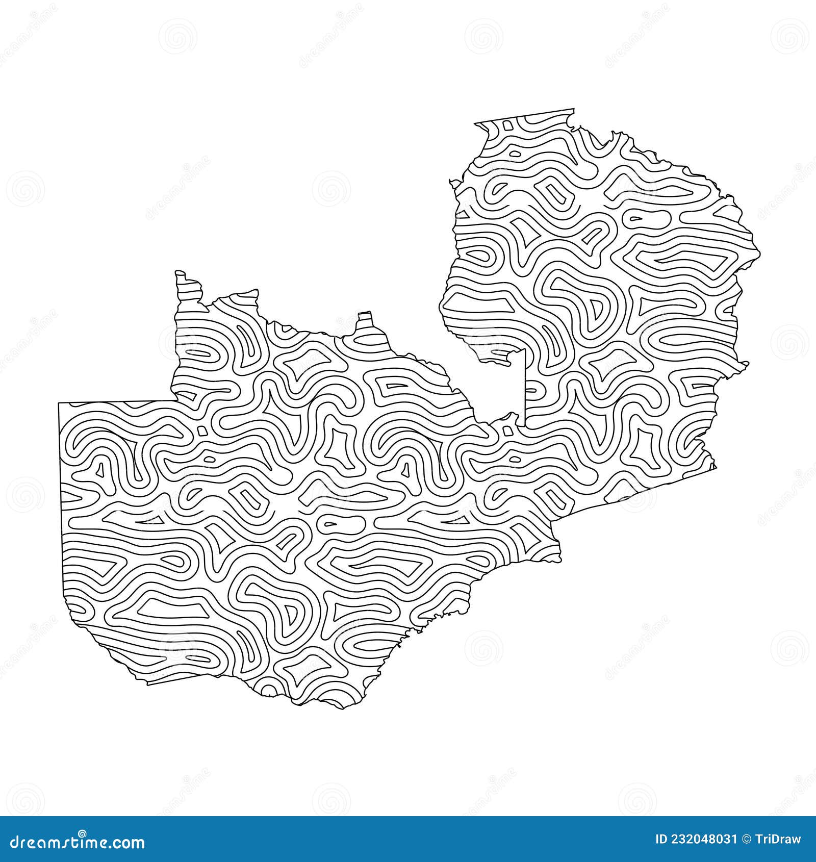 Abstract Topographic Style Zambia Map Design Stock Vector ...
