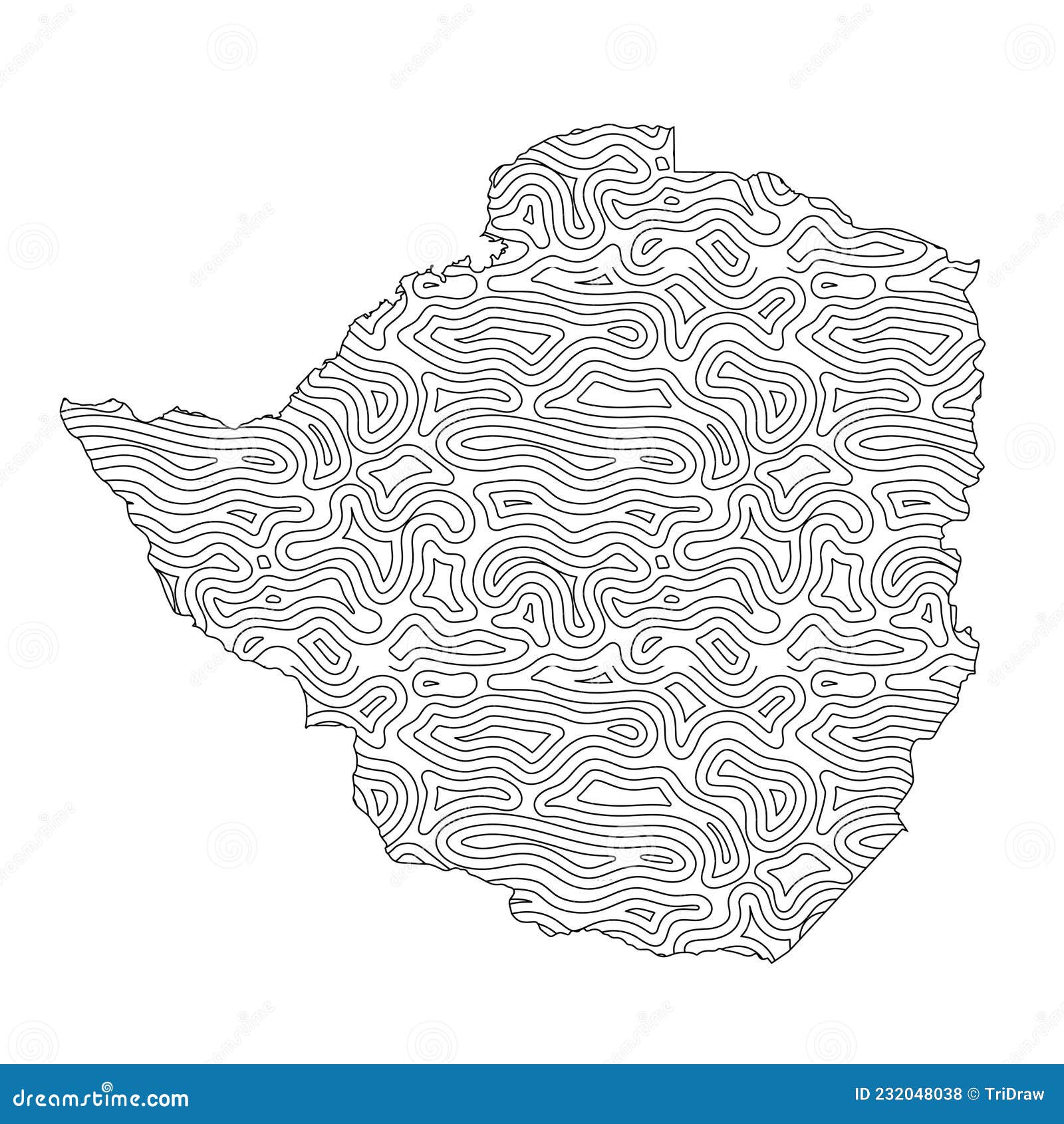 Abstract Topographic Style Zimbabwe Map Design Stock Vector ...