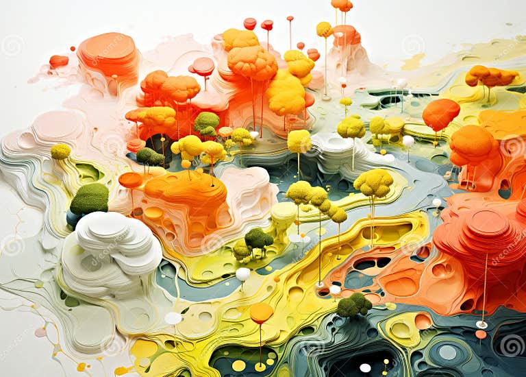 Abstract Topography Art Concept Featuring Colorful Three-Dimensional ...