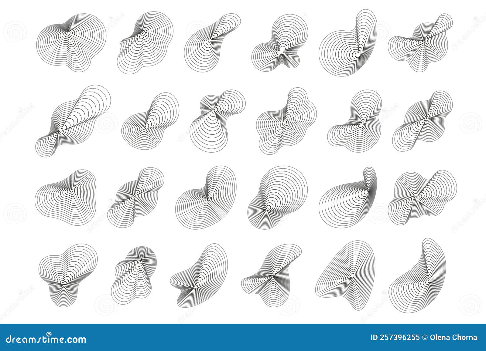Abstract Topography Circles. Organic Texture Shapes. Vector Outline ...