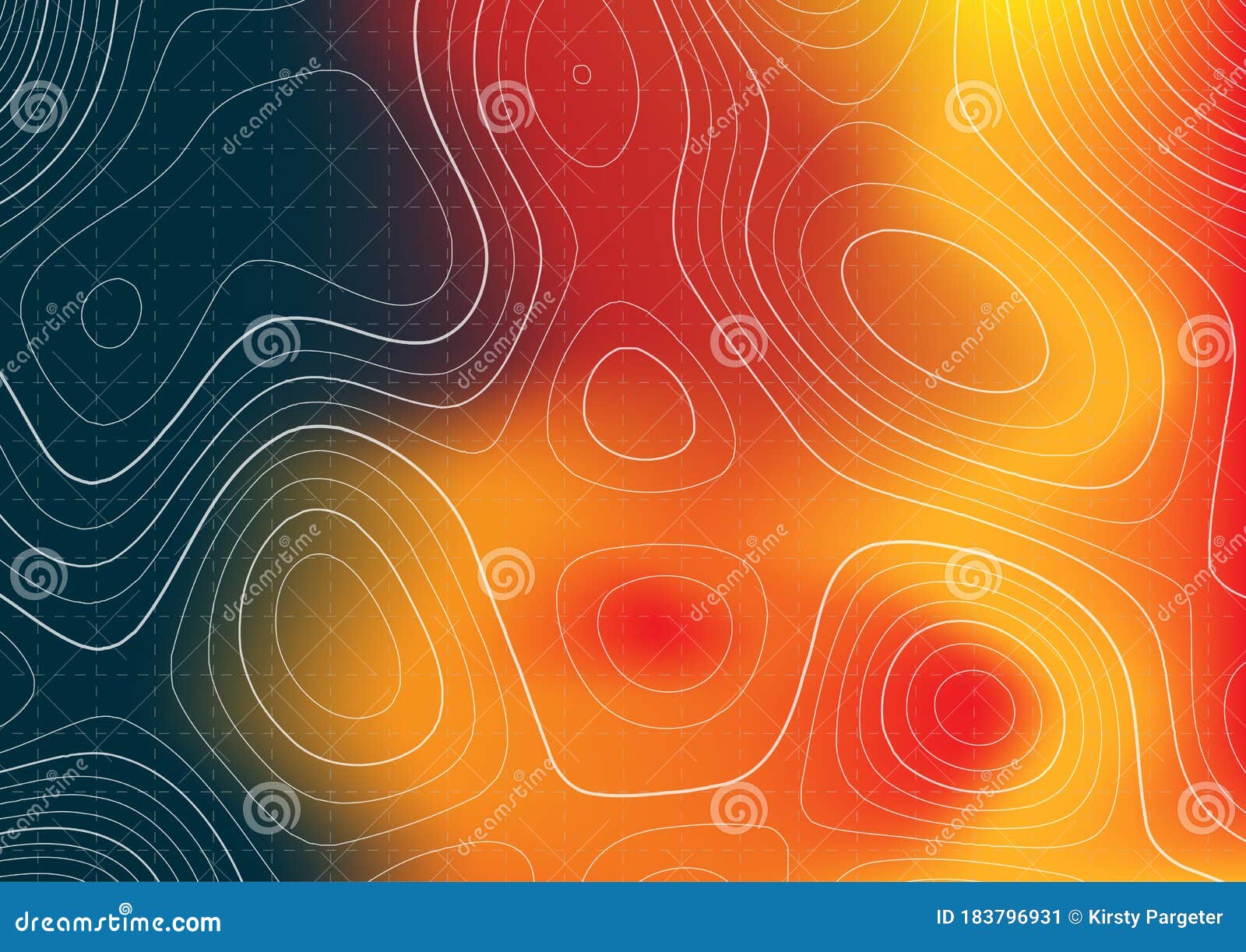 Abstract Topography Map Design with Heat Map Overlay Stock Vector ...