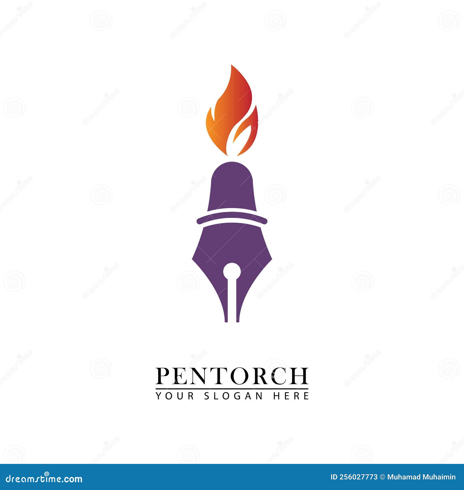Abstract Torch Pen Icon Logo Stock Vector - Illustration of heat, burn ...