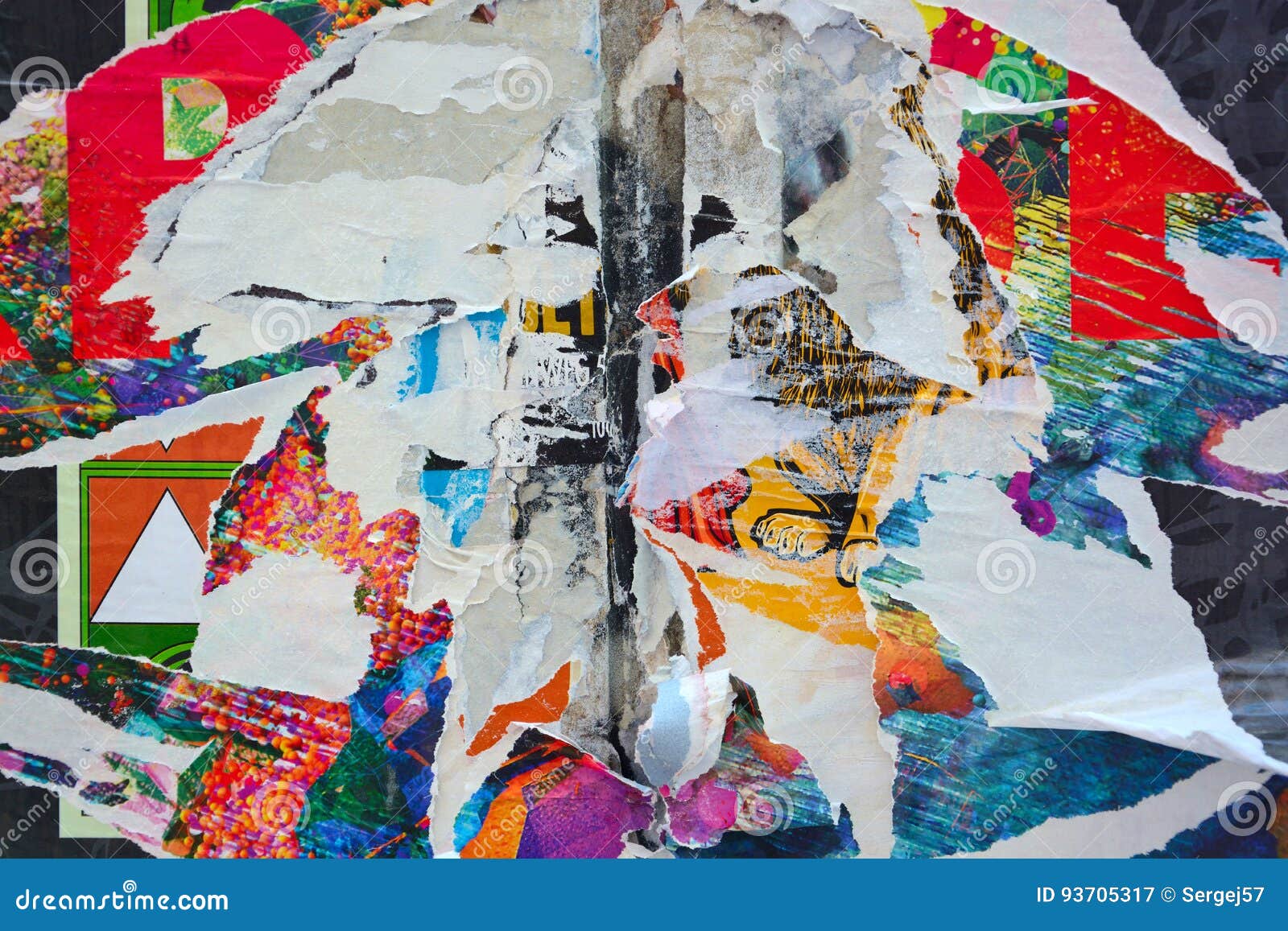 Abstract torn posters stock image. Image of flyer, colorful - 93705317