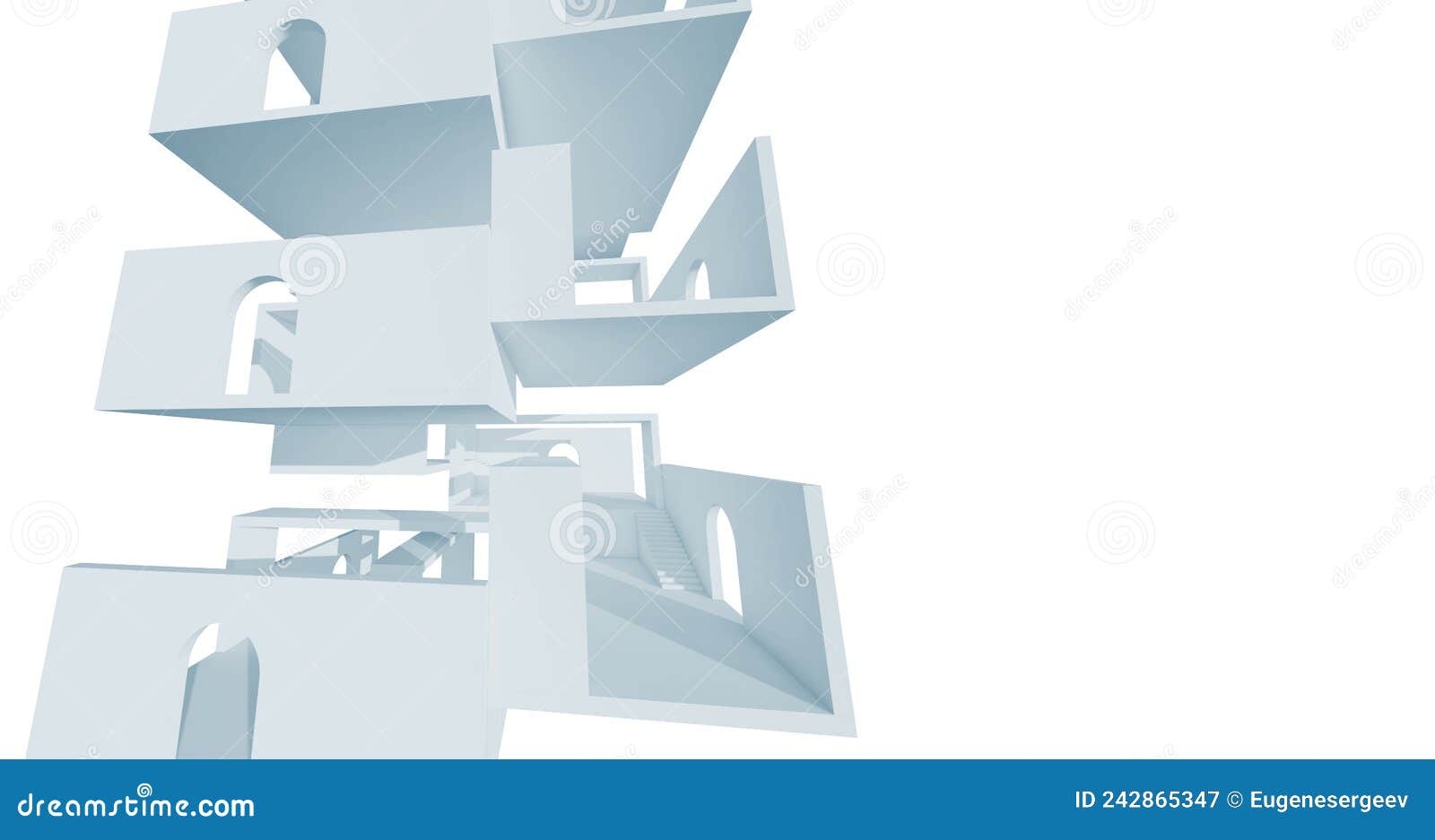 Abstract Tower Structure Isolated on White Background, 3d Stock ...