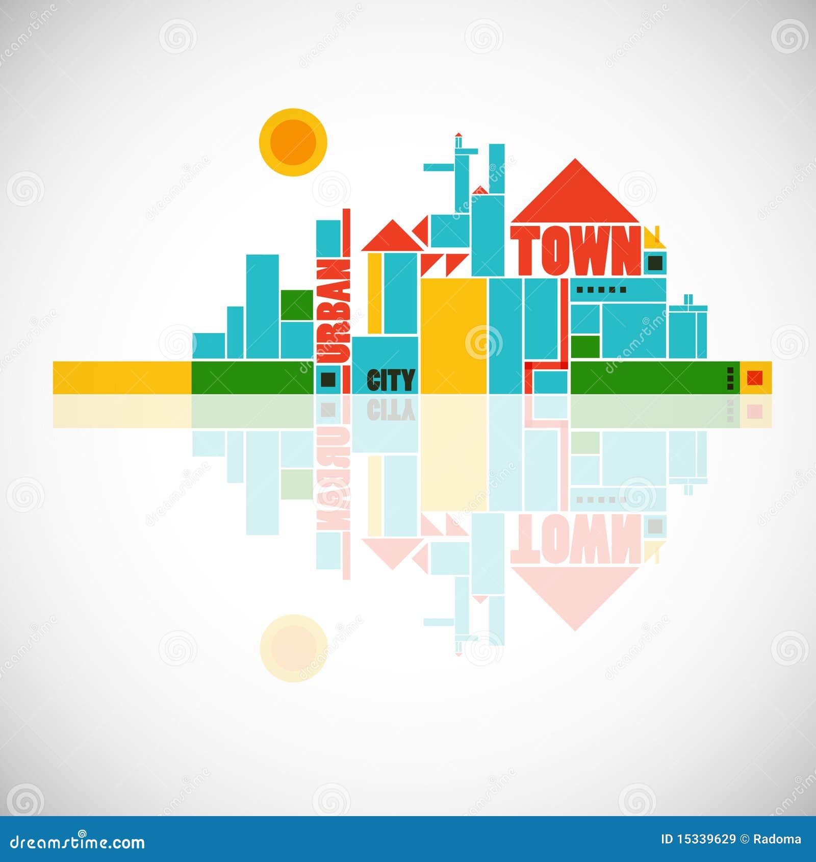 Abstract Town - Geometric Composition Stock Vector - Illustration of ...