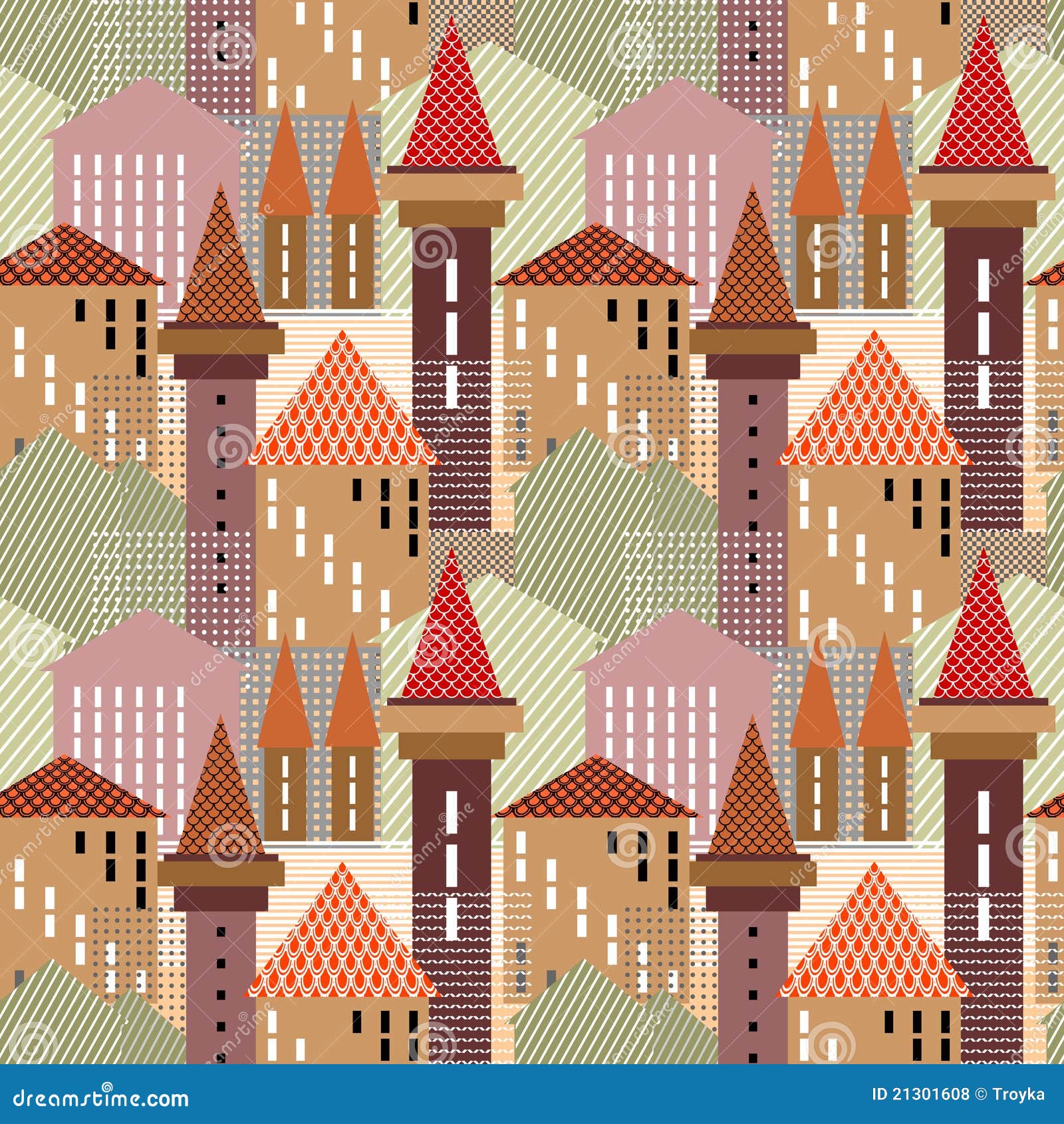 Abstract Town. Seamless Pattern Stock Vector - Illustration of fairy ...