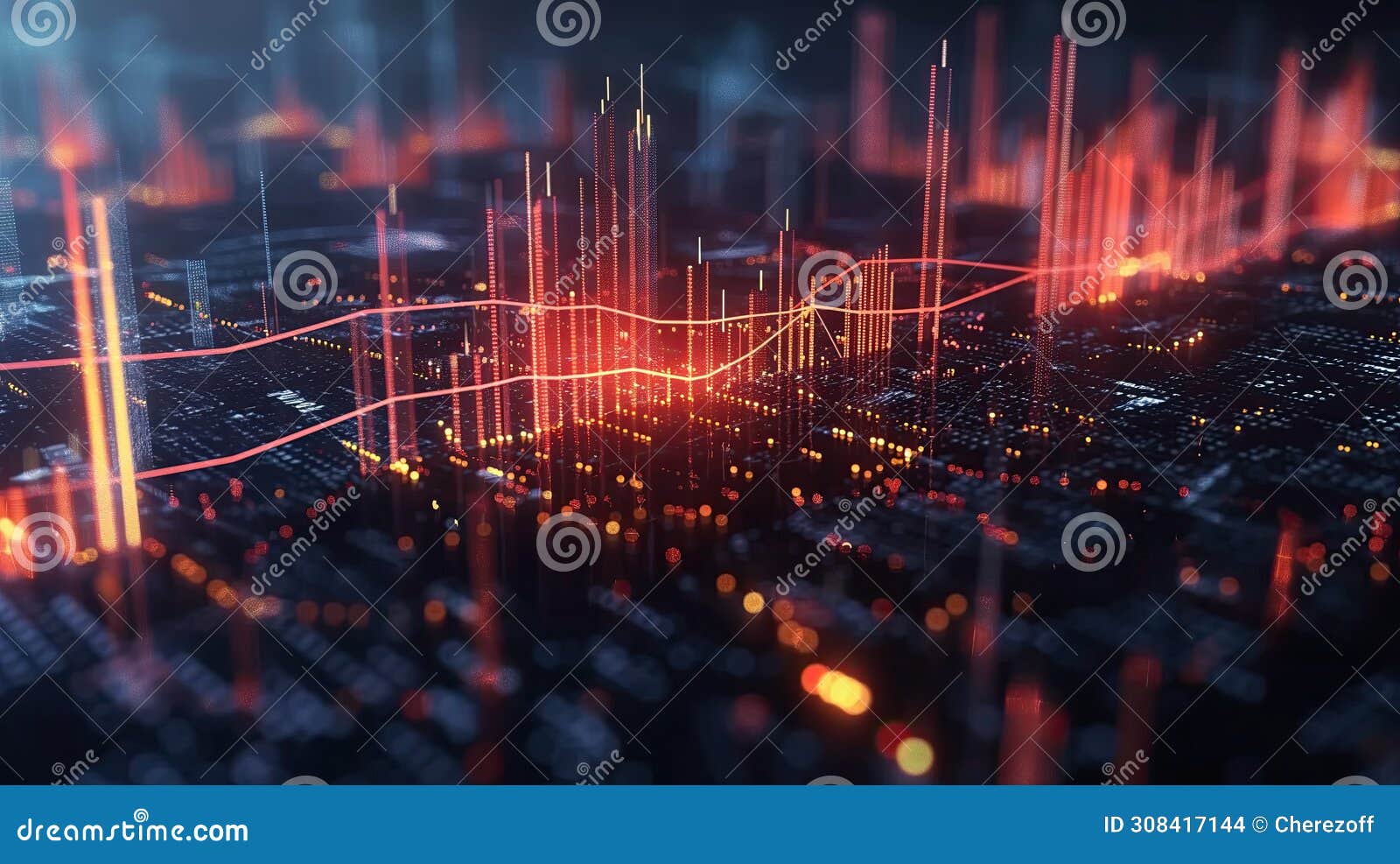 Abstract Trading Chart with Big Data Stock Illustration - Illustration ...