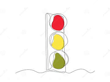 Abstract Traffic Light, Continuous One Line Art Drawing Stock Vector ...